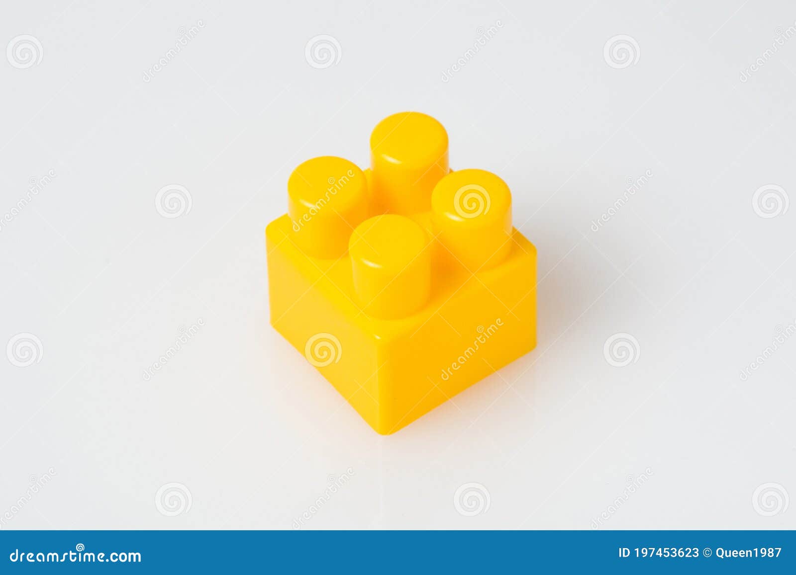 Yellow Cube Block Constructor on a White Background with Copy Space ...
