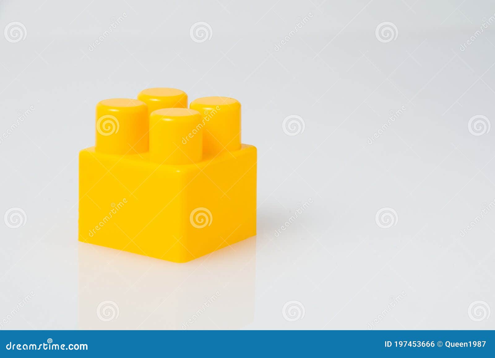 Yellow Cube Block Constructor on a White Background with Copy Space ...