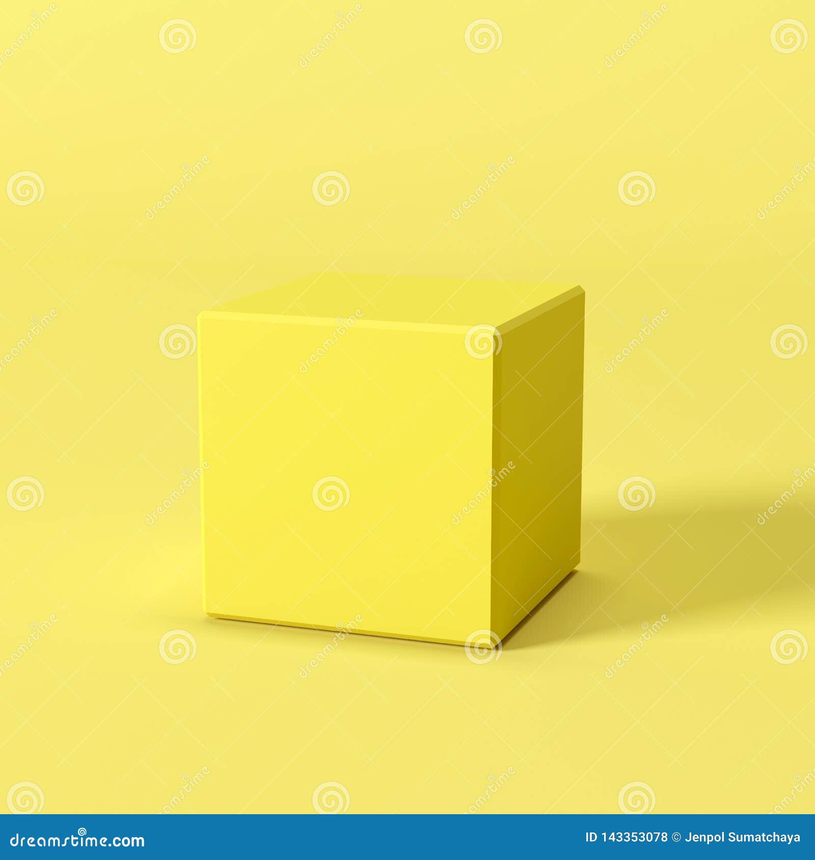 Yellow Cube Box on Yellow Background. Stock Illustration - Illustration ...