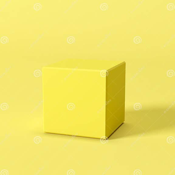 Yellow Cube Box on Yellow Background. Stock Illustration - Illustration ...
