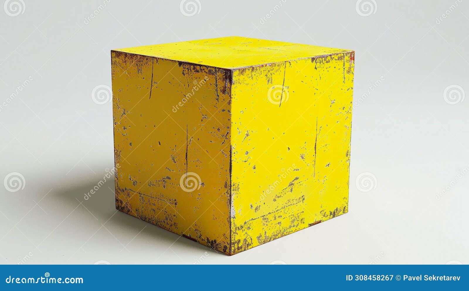 Yellow Cube 3D Illustration, Render. Simple Cube on a White Background ...