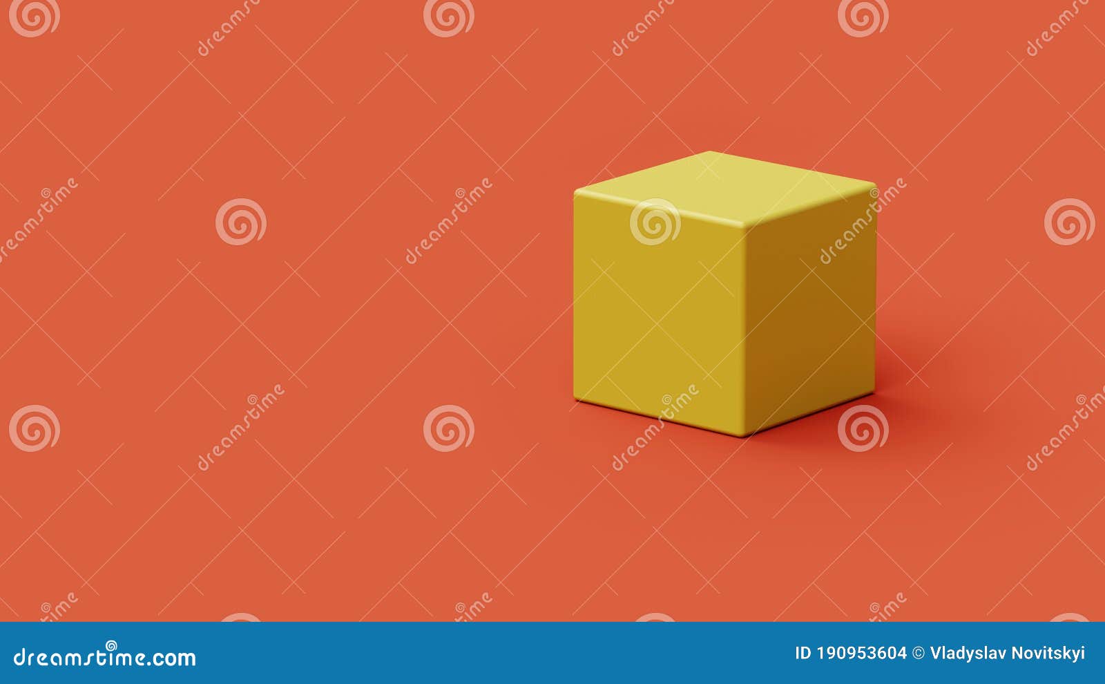 Yellow Cube on a Red Background in the Studio Stock Illustration ...