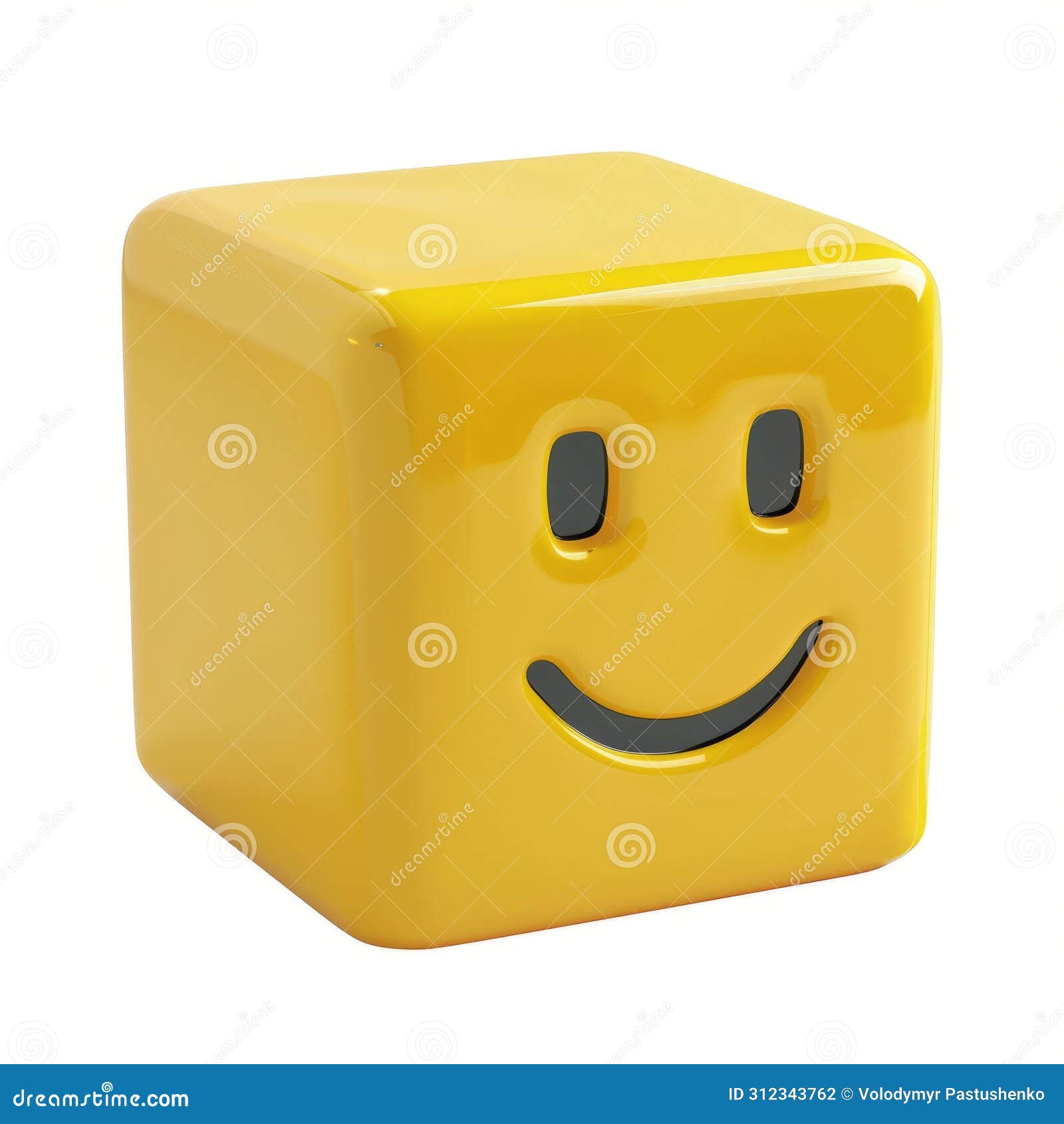 Yellow Cube with Smiley Face Stock Photo - Image of face, yellow: 312343762