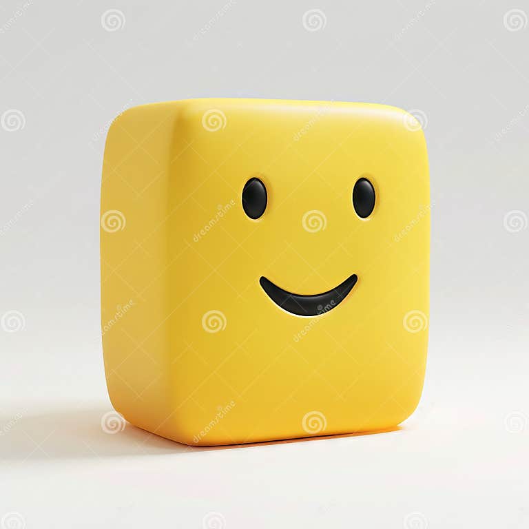Yellow Cube with Smiley Face Stock Image - Image of emoticon, generated ...