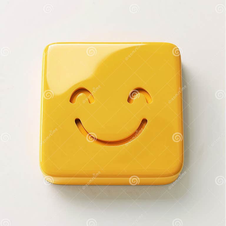 Yellow Cube with Smiley Face Stock Photo - Image of container, cube ...