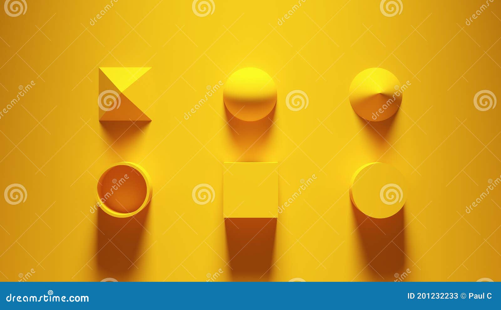 Yellow Cube Sphere Tube Cone Pyramid Cylinder Stock Illustration ...