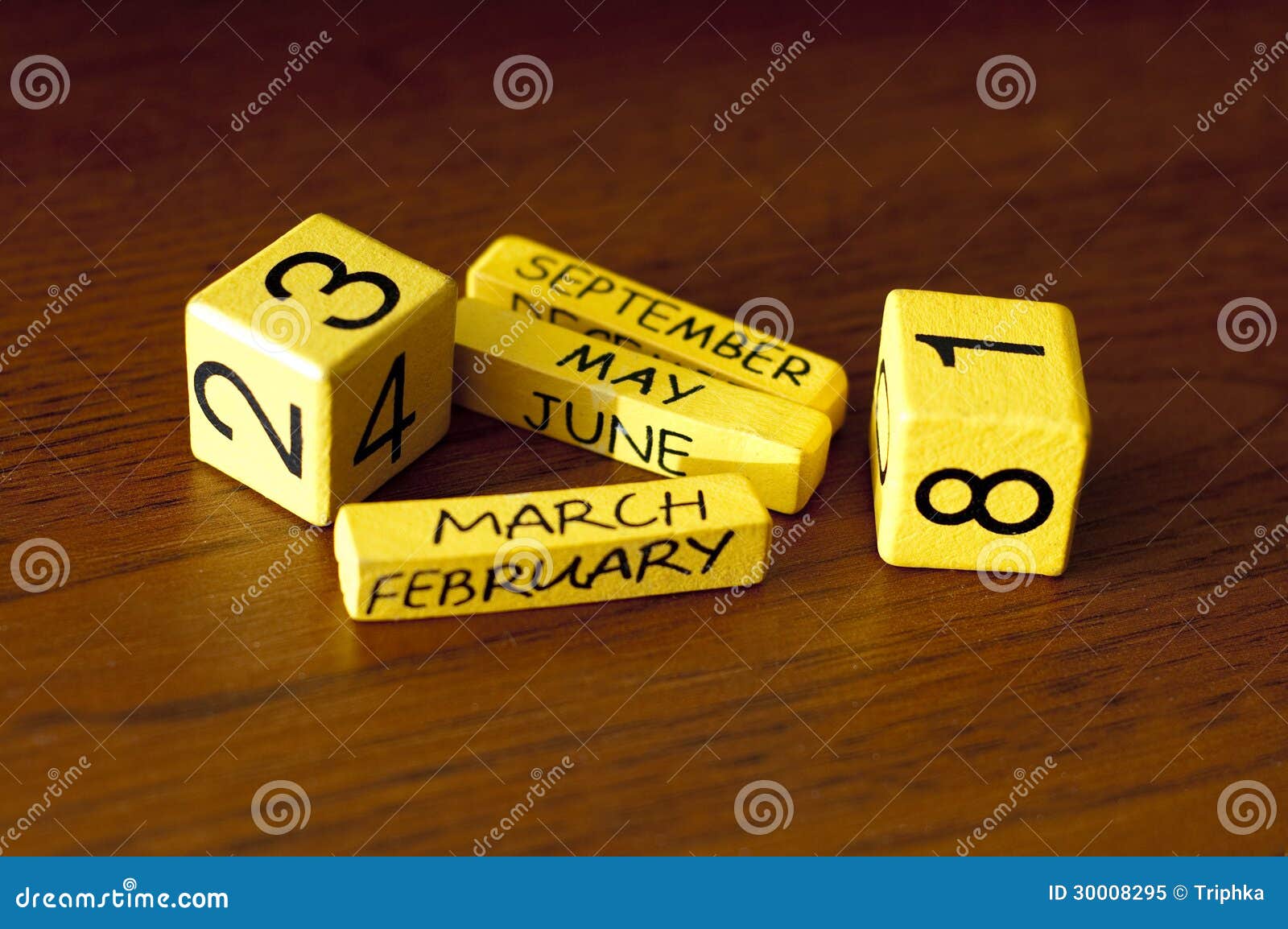 Cubes with the Date on the Wooden Table Stock Image - Image of form ...