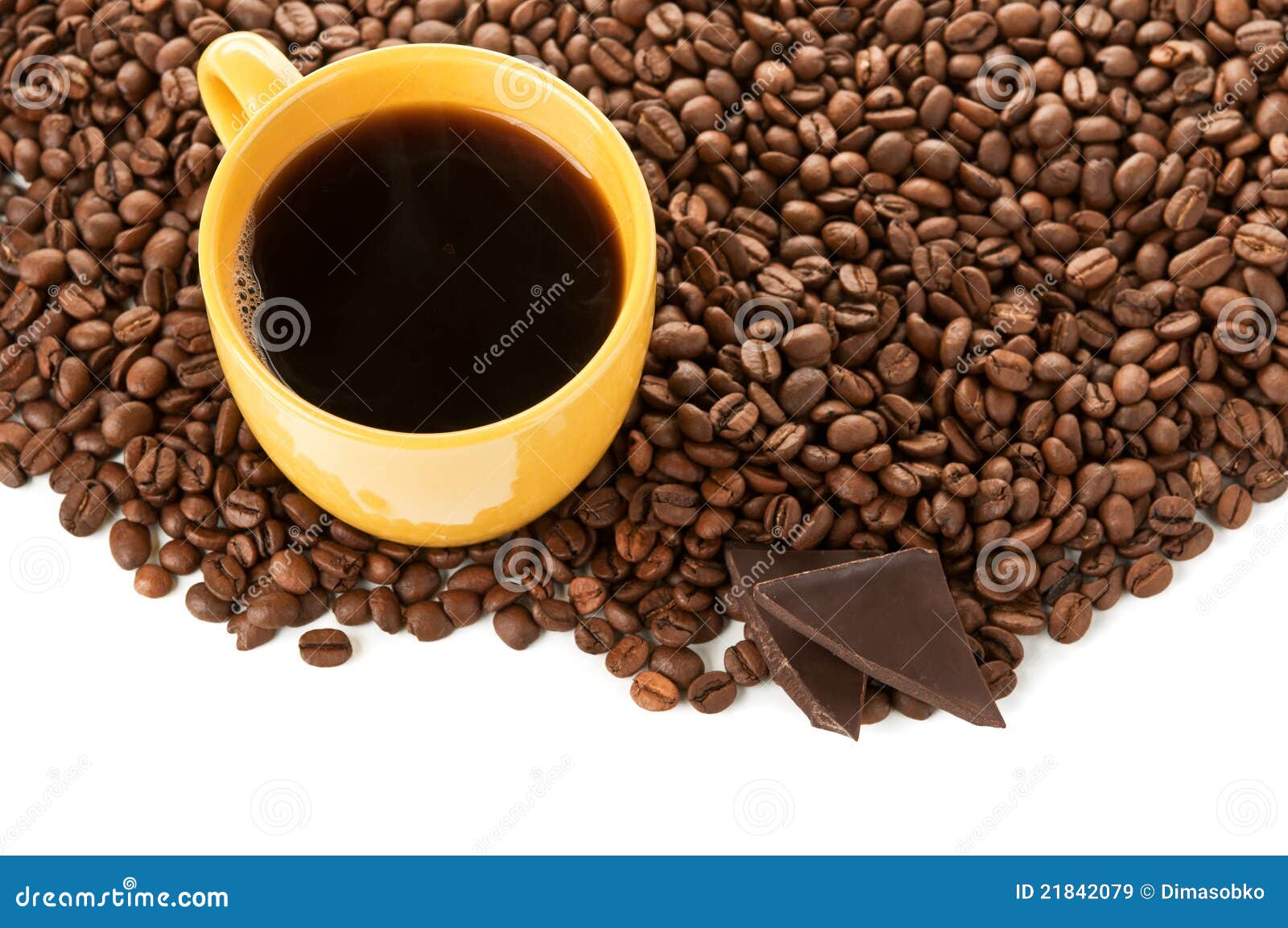 Yellow Cup Of Coffee And Roasted Beans Royalty-Free Stock Photo ...