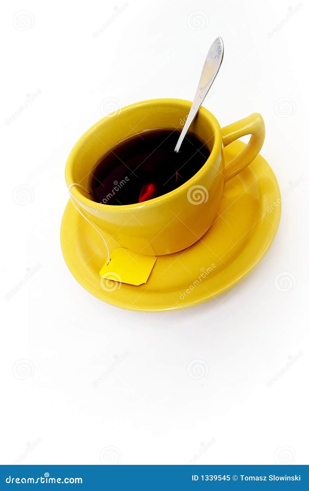 Yellow cup of tea stock image. Image of coffeecup, cappuccino - 1339545