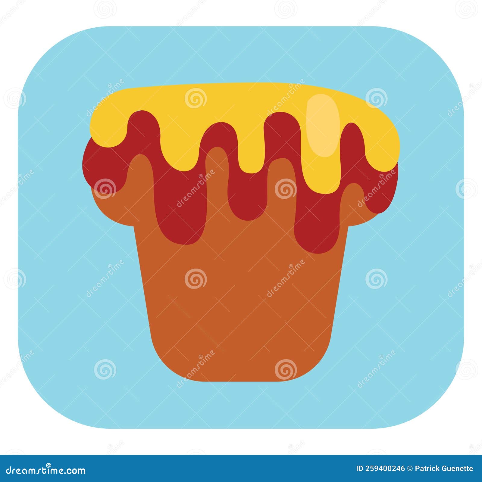 Yellow cupcake, icon stock vector. Illustration of foodstuff - 259400246