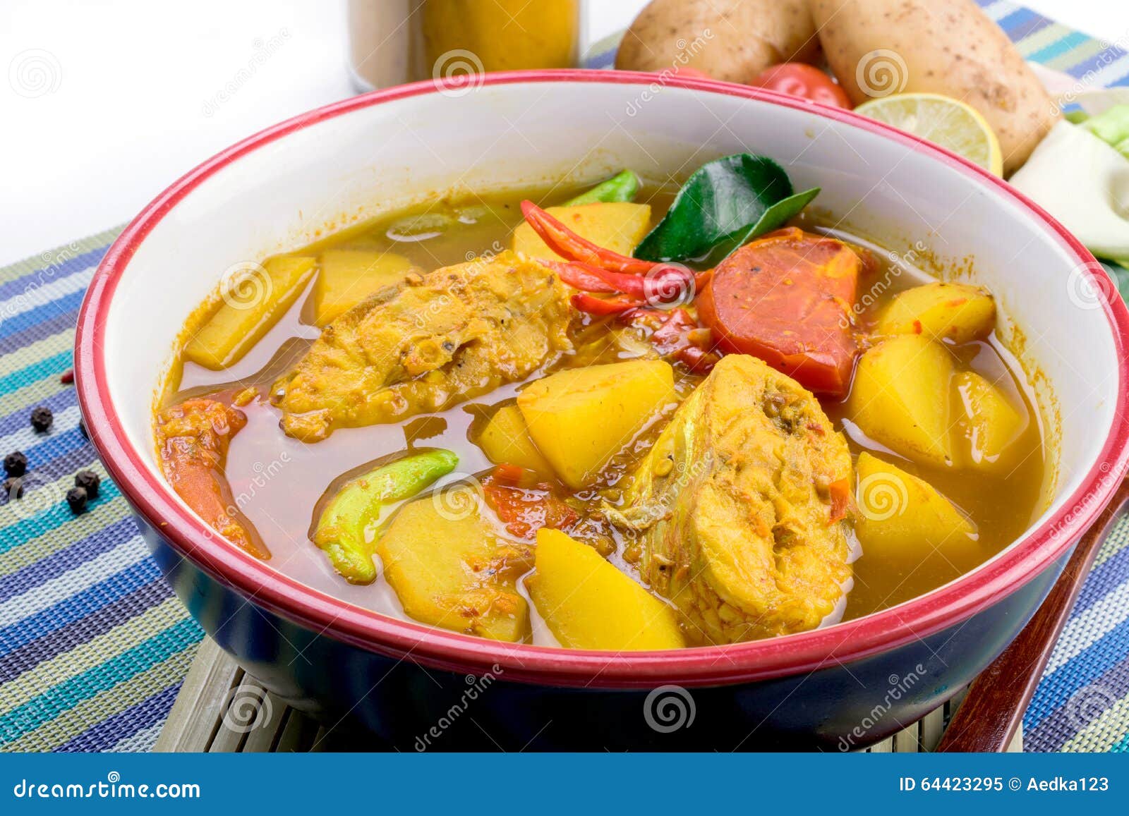 Yellow Curry with Fish stock image. Image of nutrition - 64423295