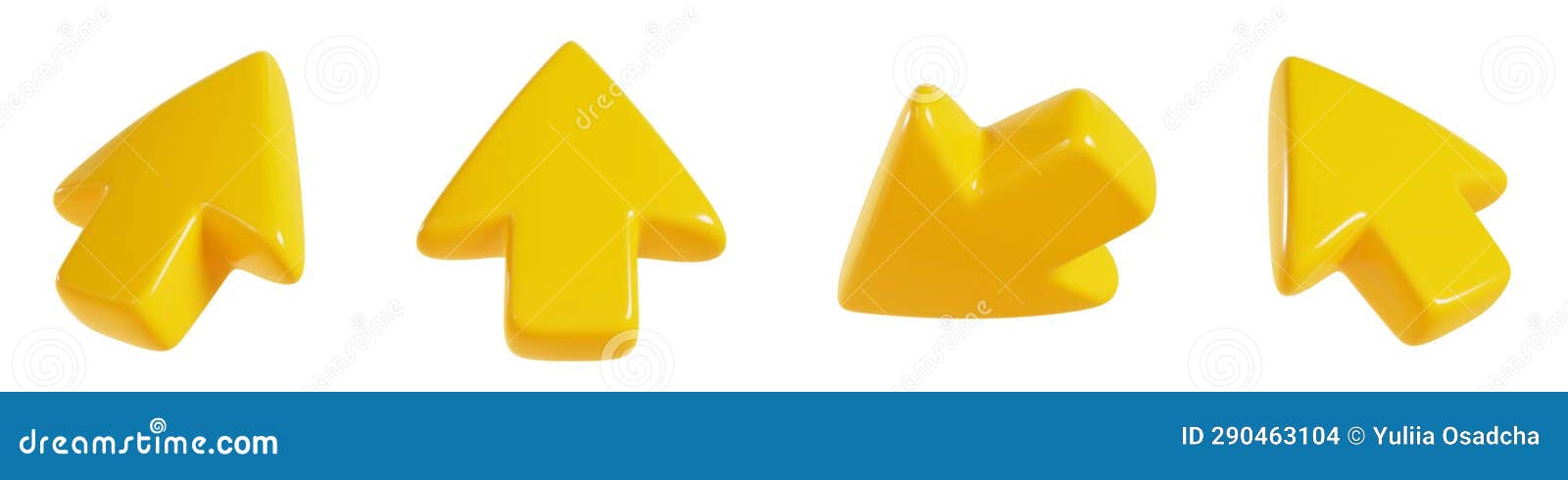 Yellow Cursor Arrow for Click Mouse Concept - 3d Render Illustration ...
