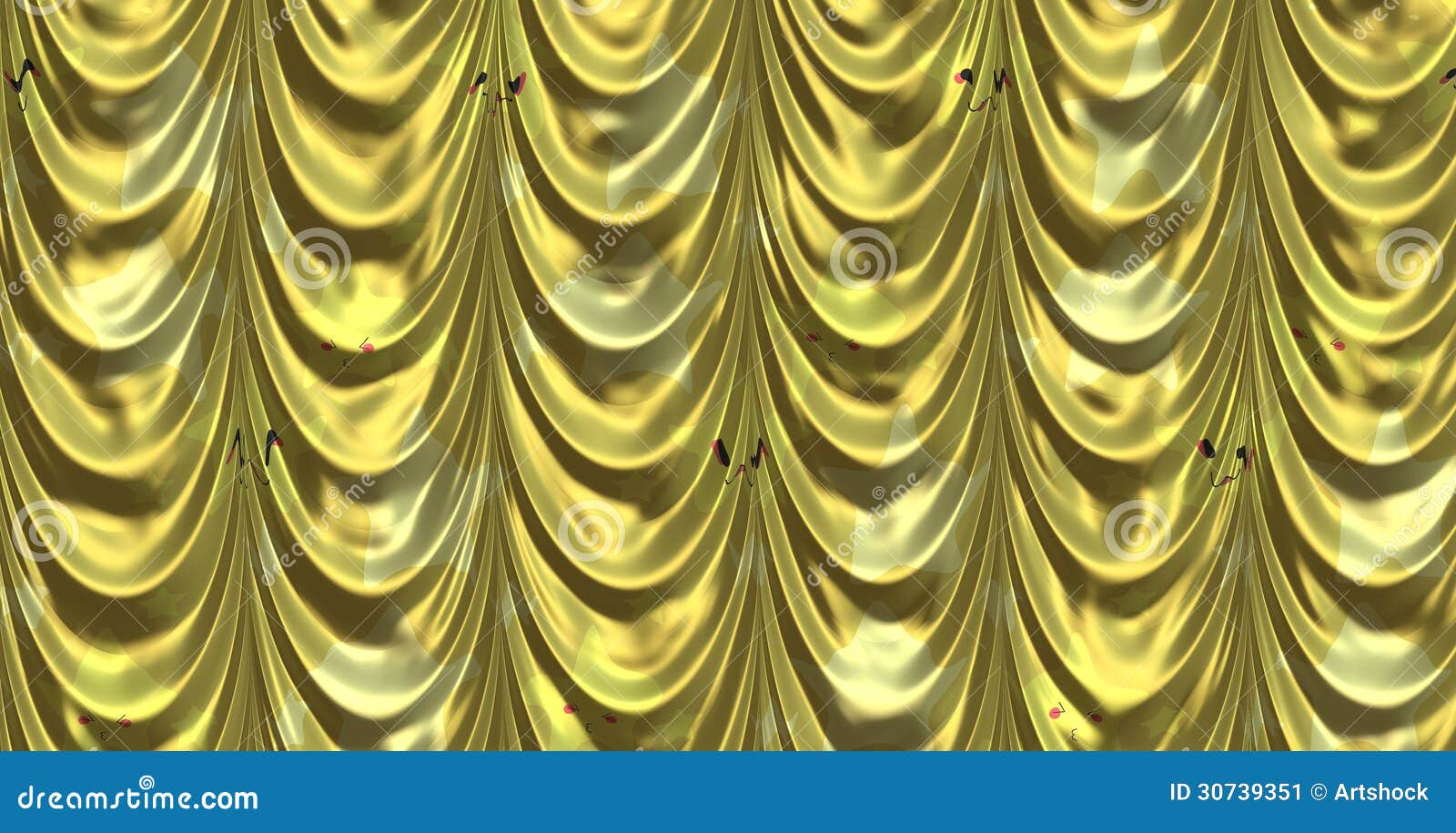 Yellow Curtain with Cartoon Stars Stock Illustration - Illustration of ...