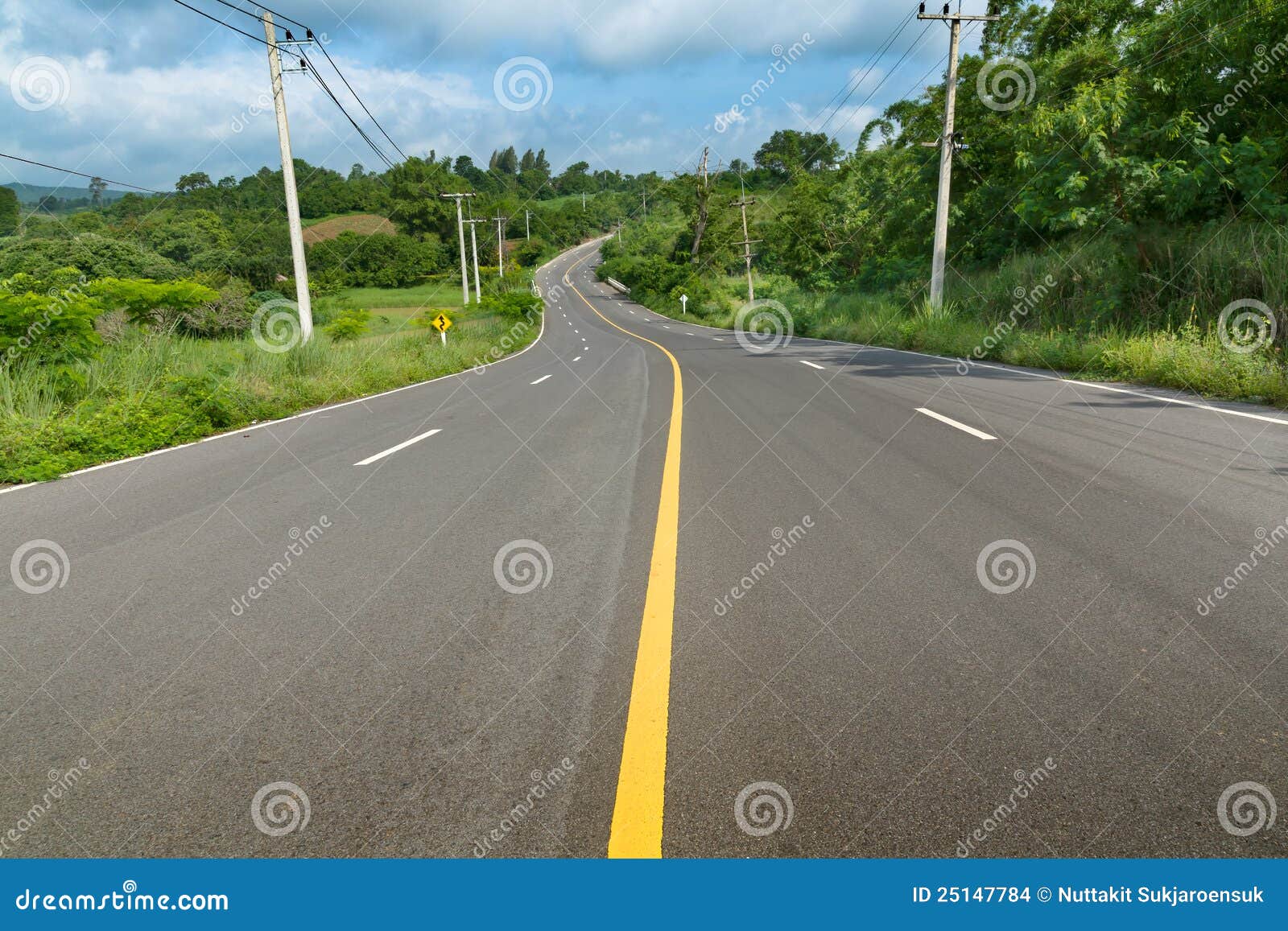 Yellow Curve Line on the Road Stock Photo - Image of lane, line: 25147784