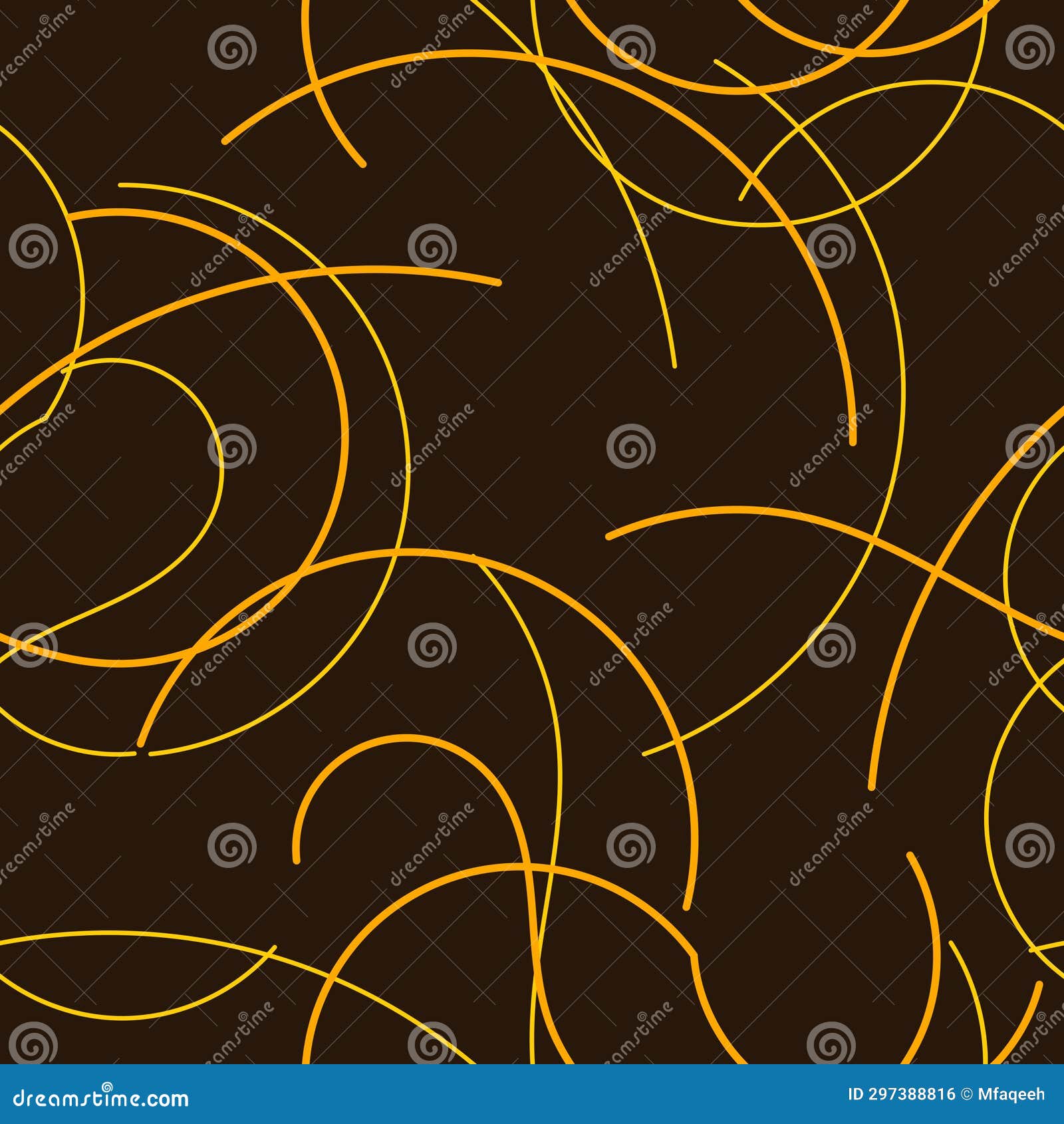 Yellow Curved Lines Vector with Dark Background Seamless Pattern Stock ...