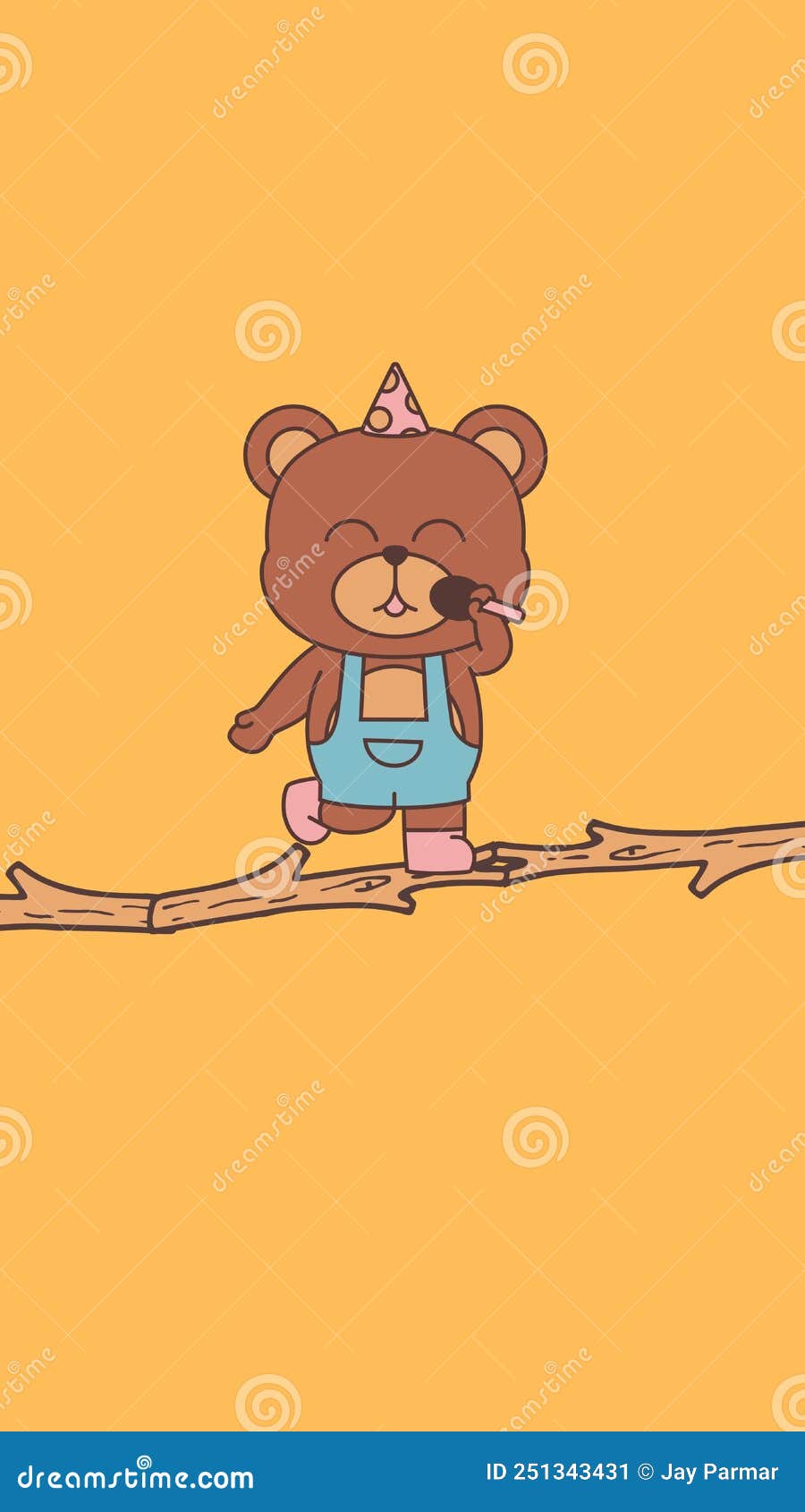 Yellow Cute Bear Phone Wallpaper Stock Illustration - Illustration of ...