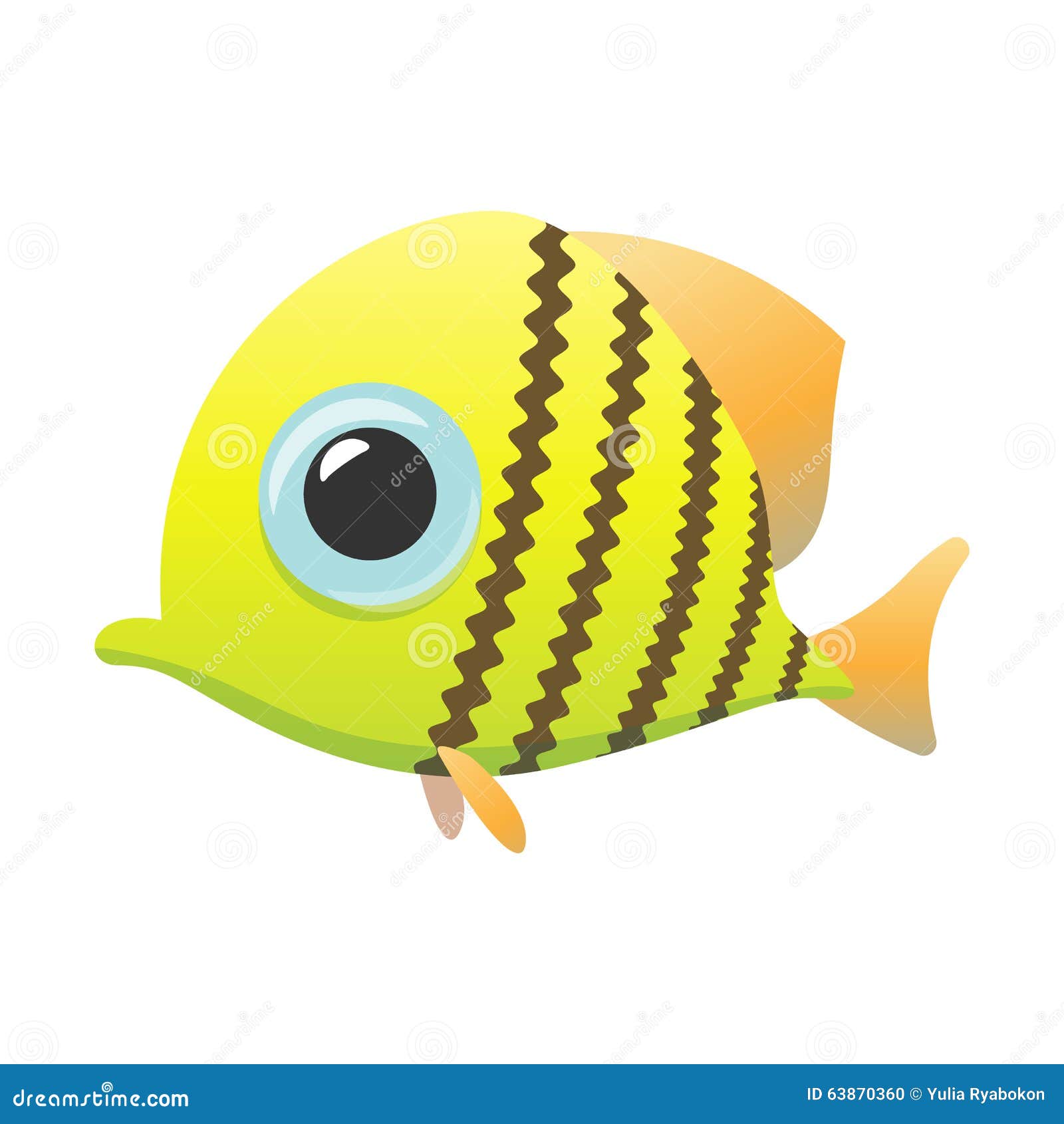 Yellow Cute Fish Cartoon Icon Stock Vector - Illustration of blog ...
