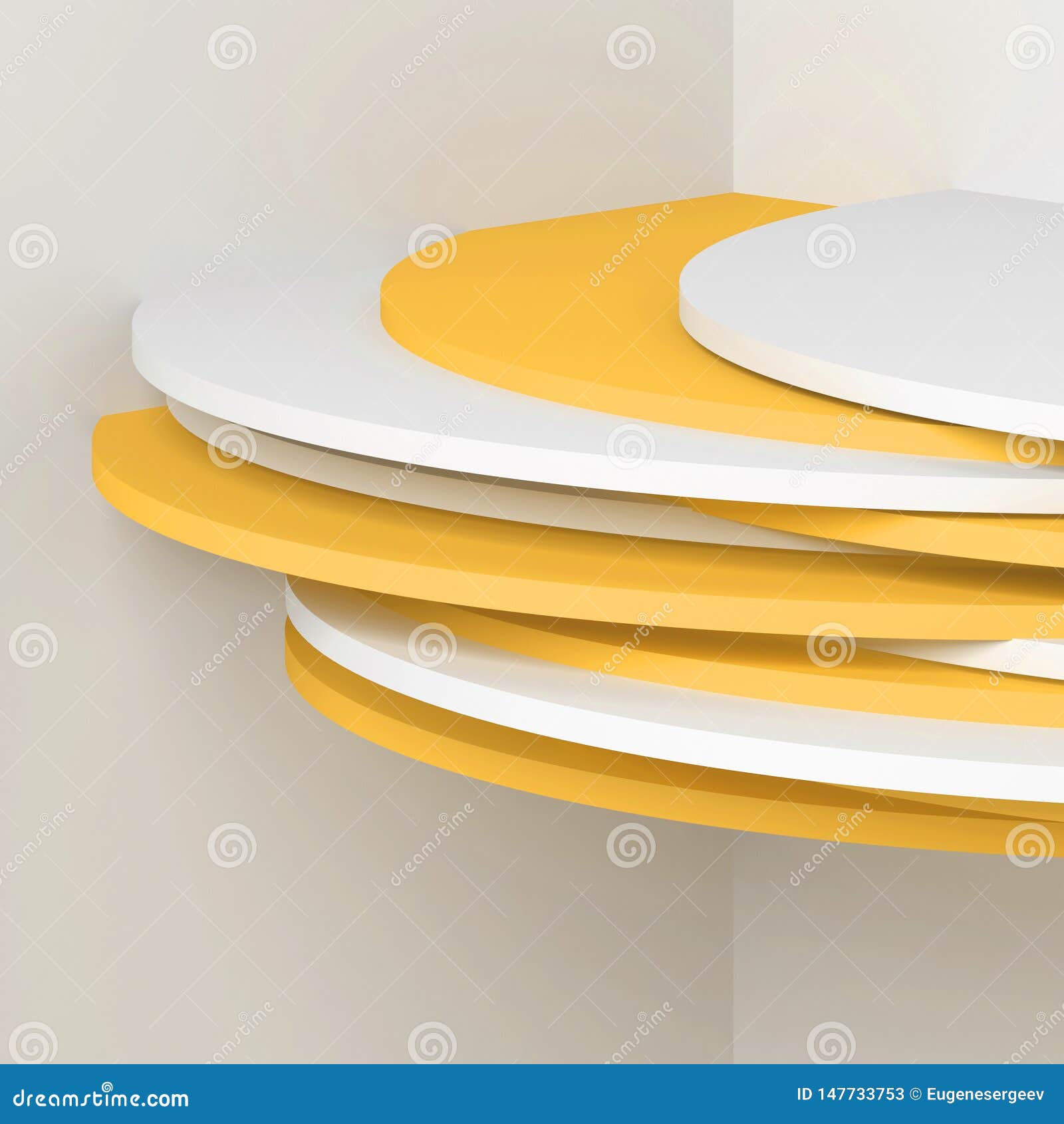 Yellow Cylindrical Shelf Installation 3d Stock Illustration ...