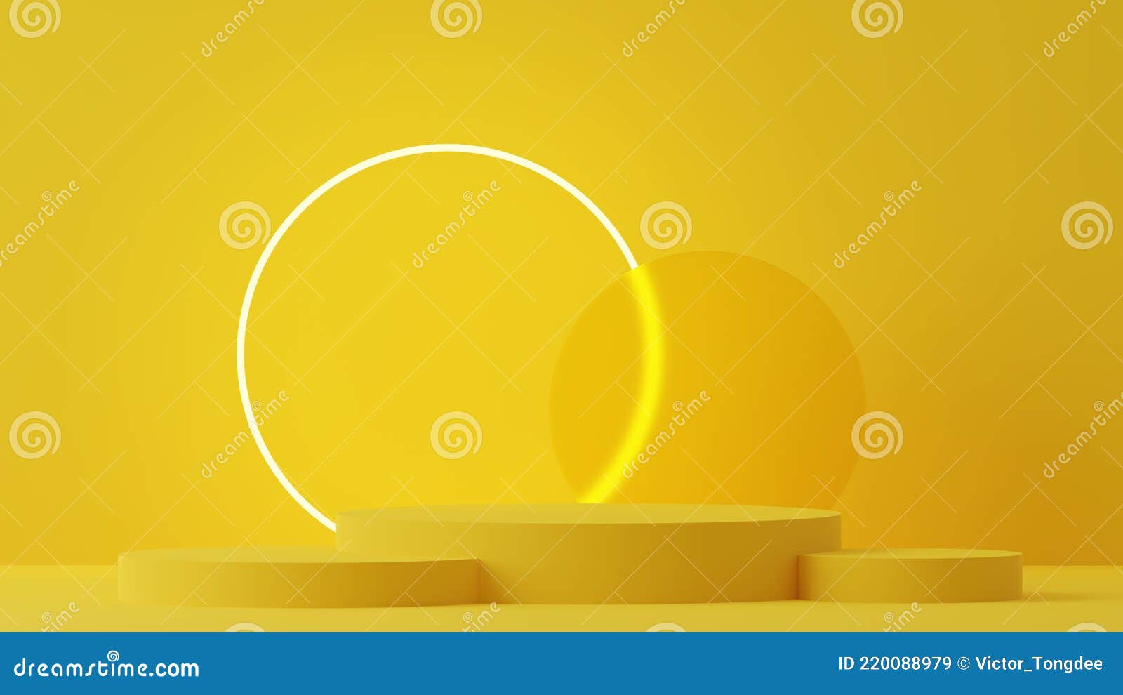 Yellow 3D Illustration of Platforms and Decorative Elements Surrounding ...