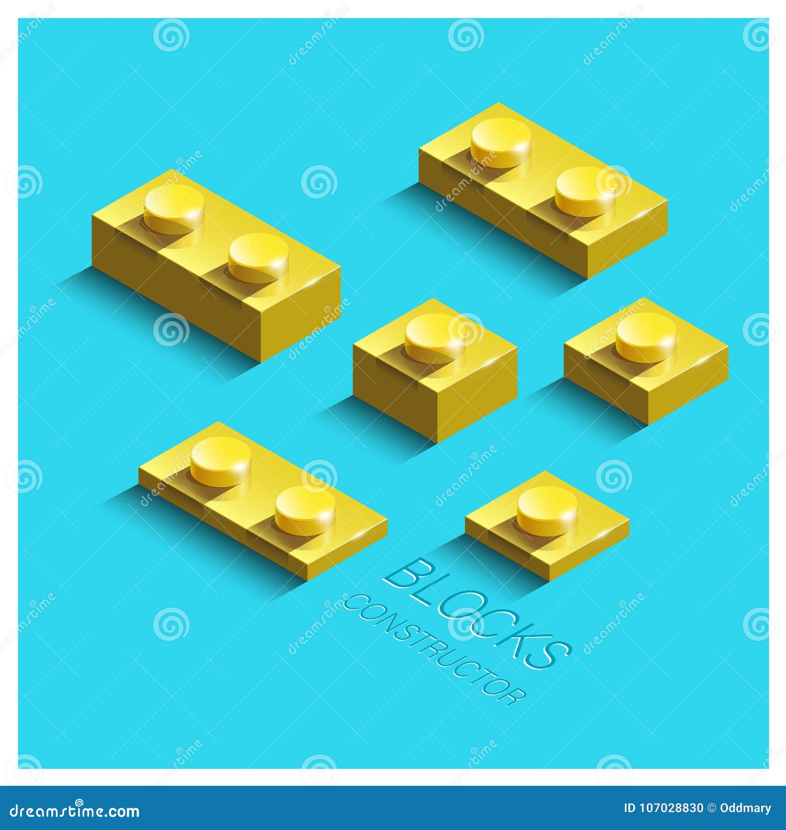 Yellow 3d Isometric Constructor from Building Lego Bricks Stock Vector ...
