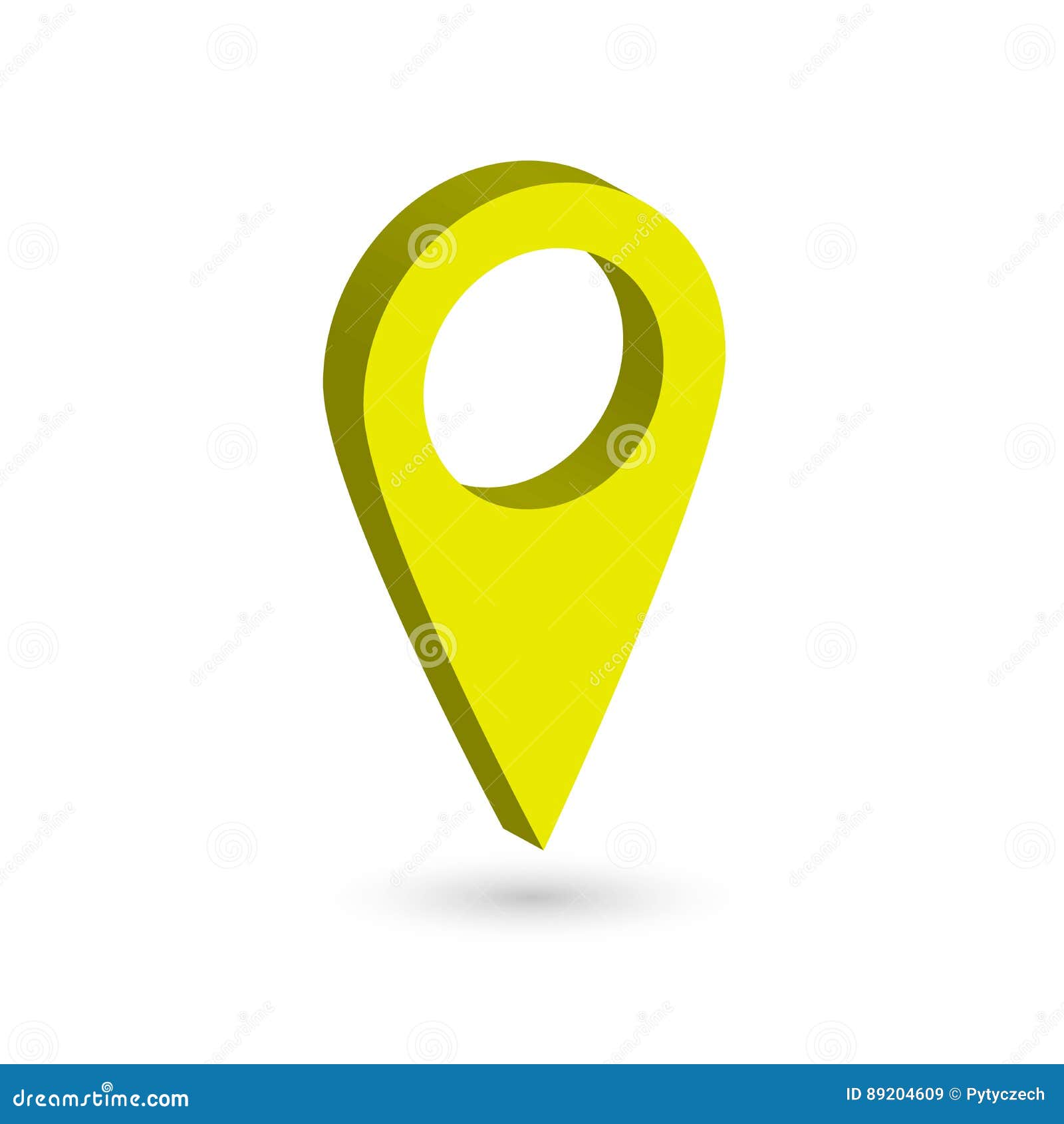 Yellow 3D Map Pointer with Dropped Shadow on White Background. EPS10 ...