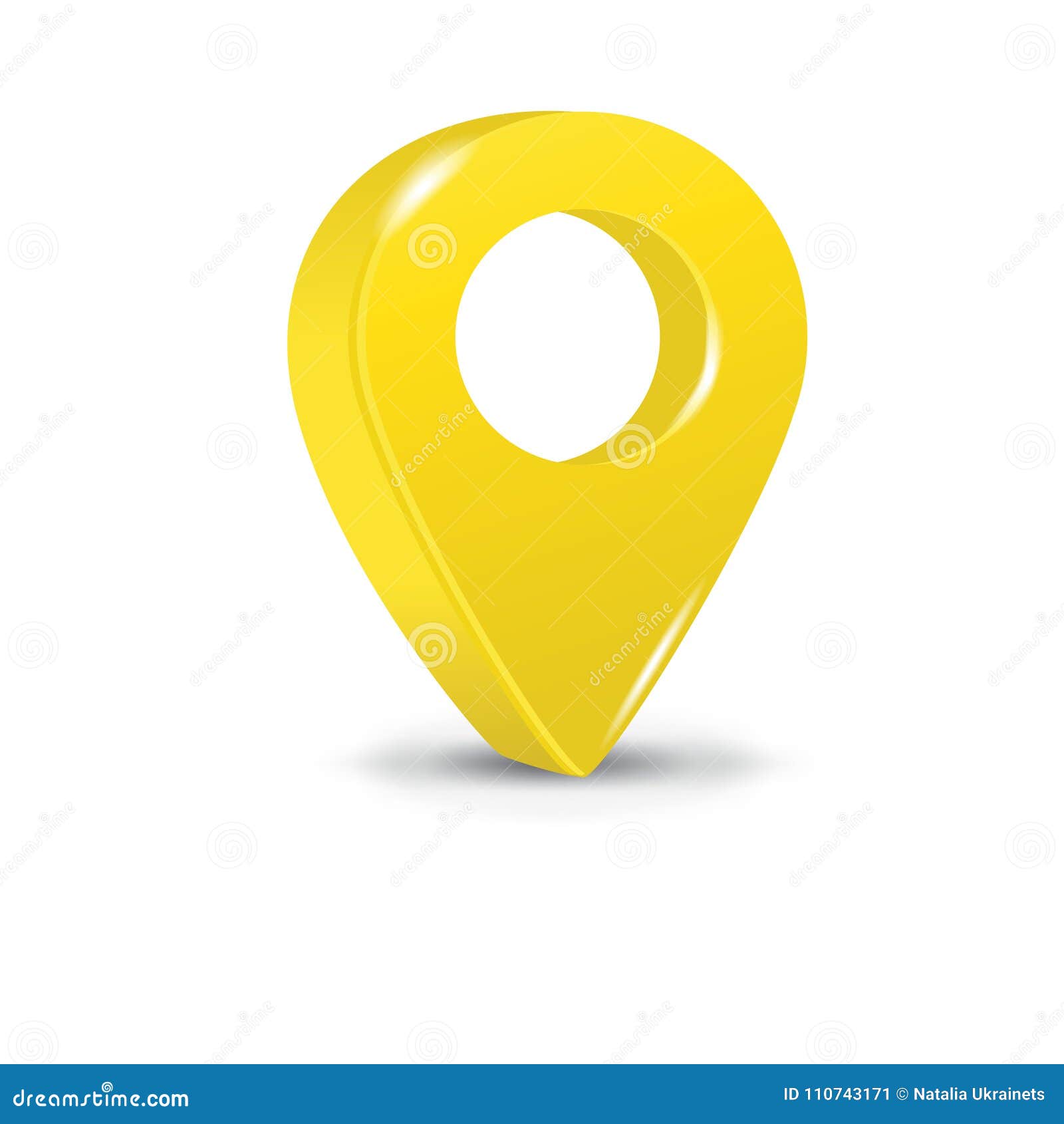 Yellow 3d pointer of map stock vector. Illustration of button - 110743171
