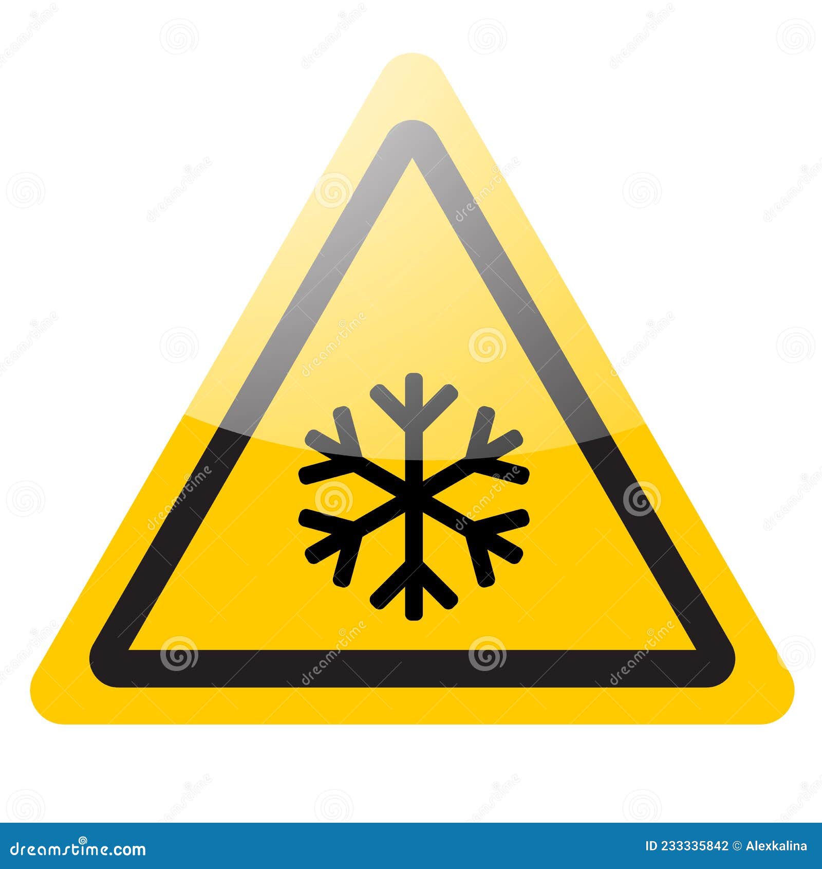 Yellow Danger Sign. Snowflake Warning Symbol Icon Stock Vector ...