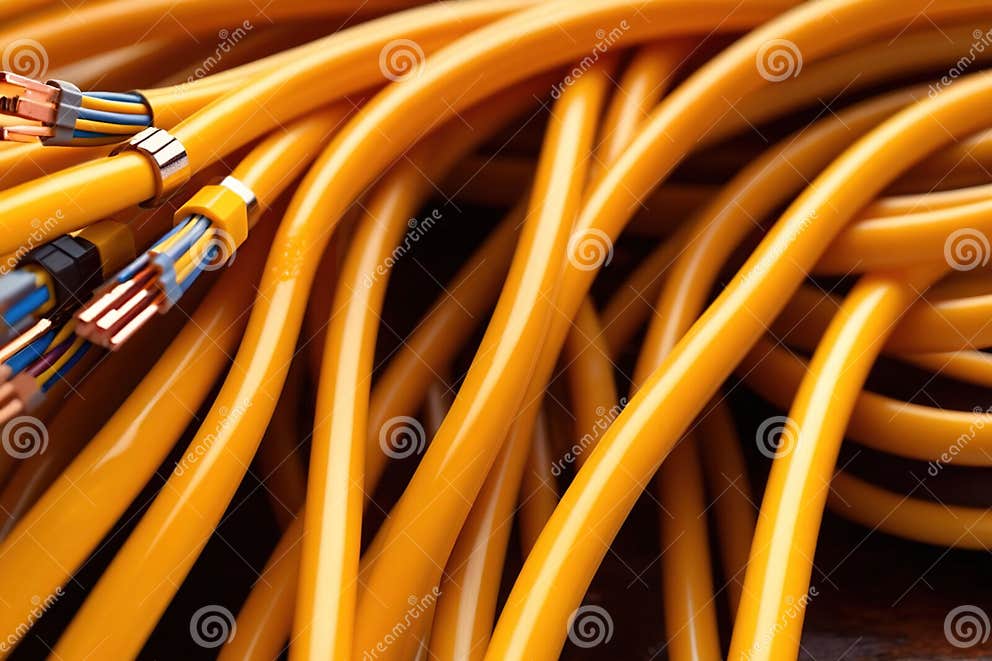 Yellow Data Cables, Computer Technolocy ICT Data Transfer Wires Stock ...