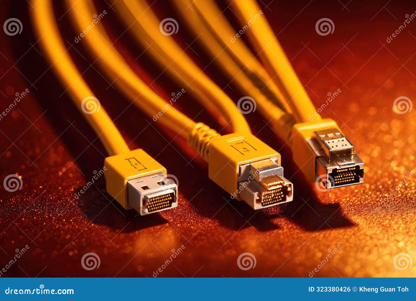 Yellow Data Cables, Computer Technolocy ICT Data Transfer Wires Stock ...
