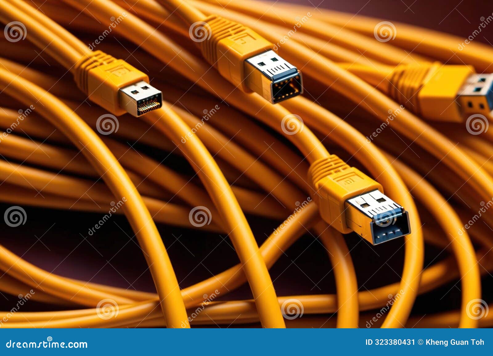 Yellow Data Cables, Computer Technolocy ICT Data Transfer Wires Stock ...