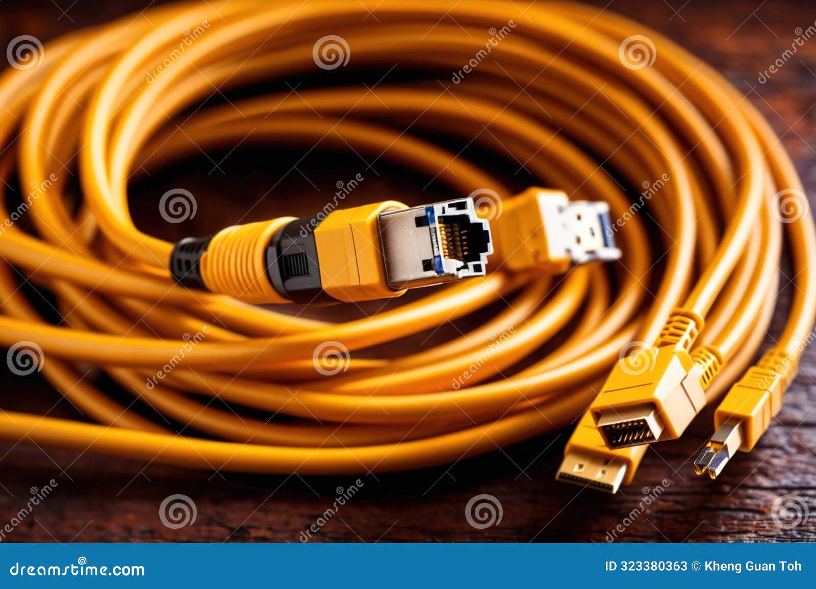Yellow Data Cables, Computer Technolocy ICT Data Transfer Wires Stock ...