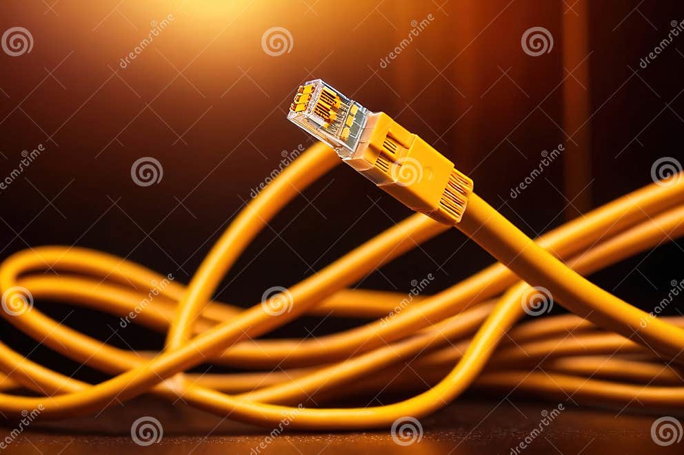 Yellow Data Cables, Computer Technolocy ICT Data Transfer Wires Stock ...