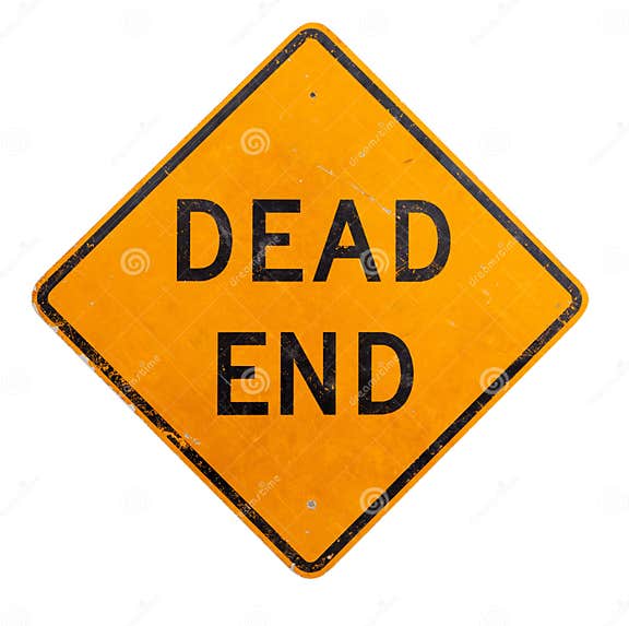 A Yellow Dead End Sign on a White Background Stock Photo - Image of ...