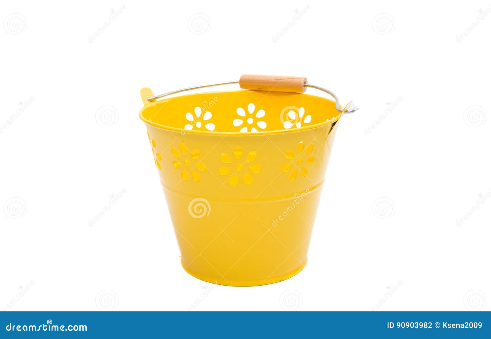 Yellow Decorative Bucket Isolated Stock Photo - Image of pail, blue ...