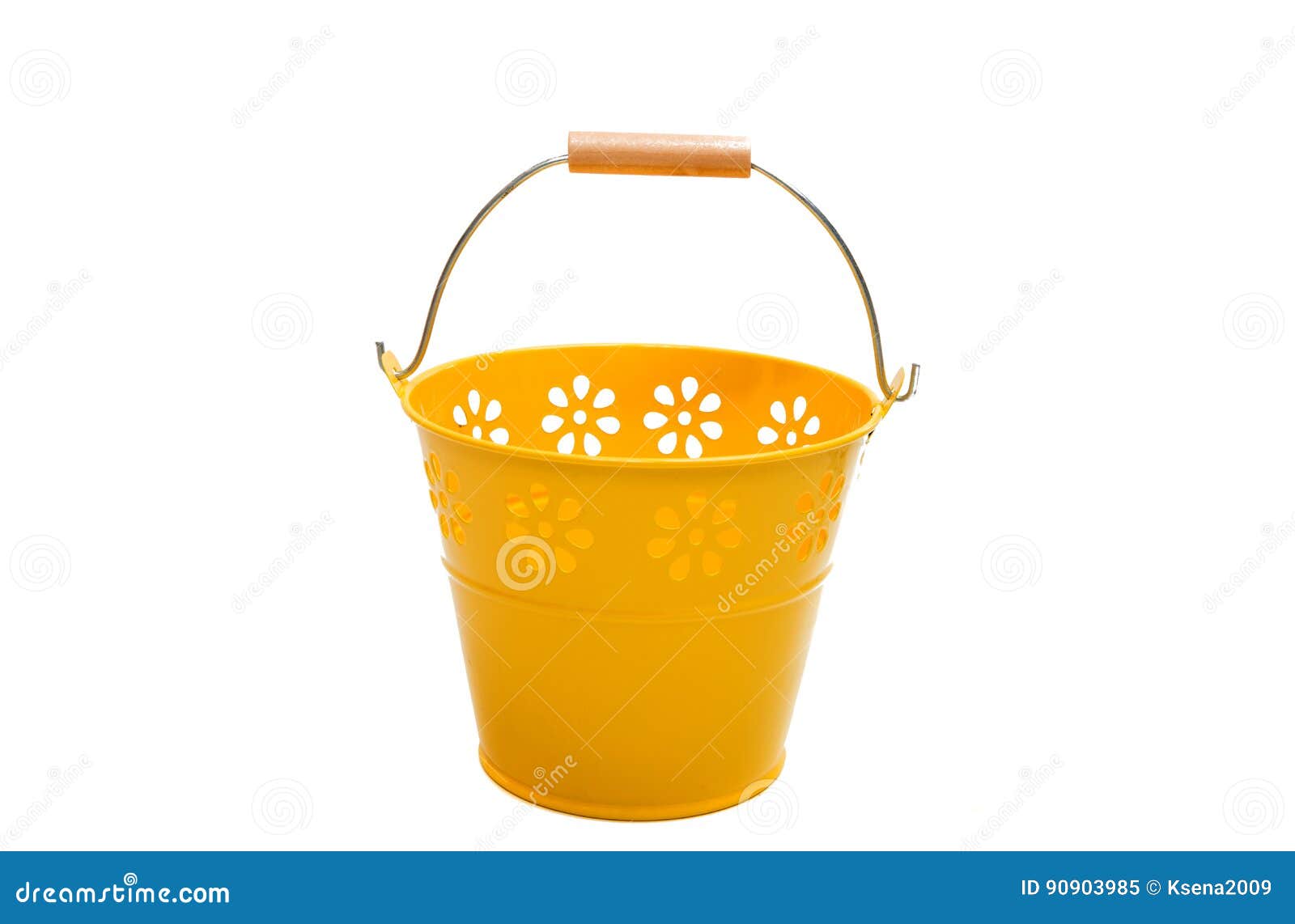 Yellow Decorative Bucket Isolated Stock Image - Image of blue, baby ...