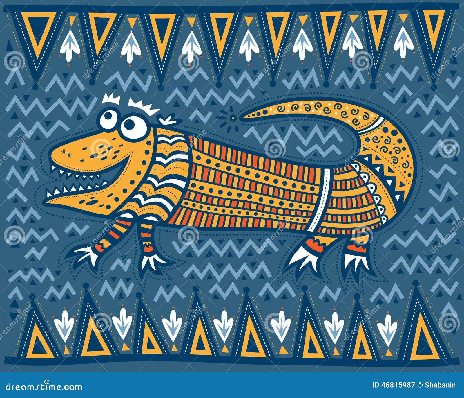 Yellow Decorative Lizard Floats on the River Stock Vector ...