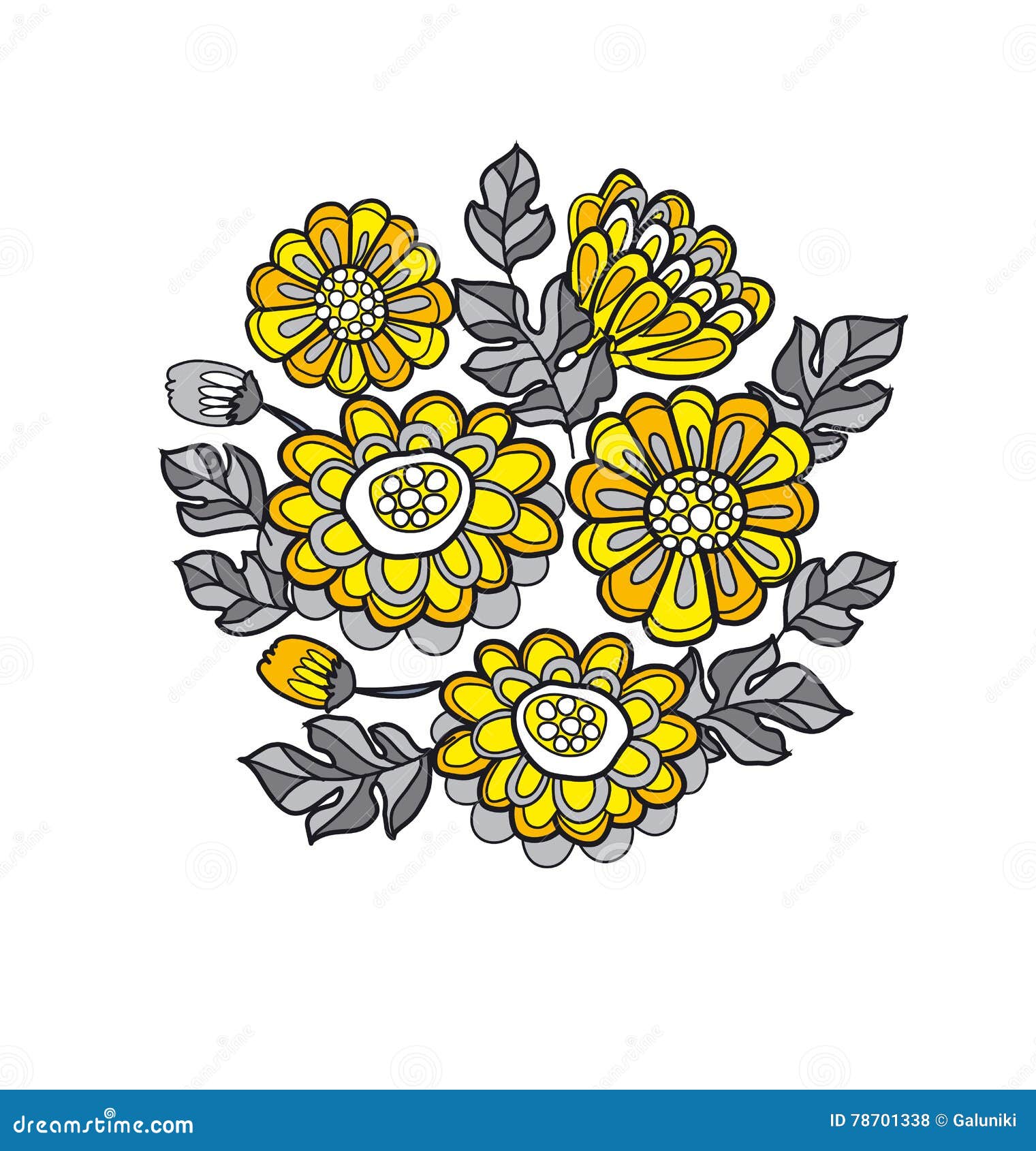 Yellow Decorative Stylized Daisy Floral Fall Pattern. Stock Vector ...