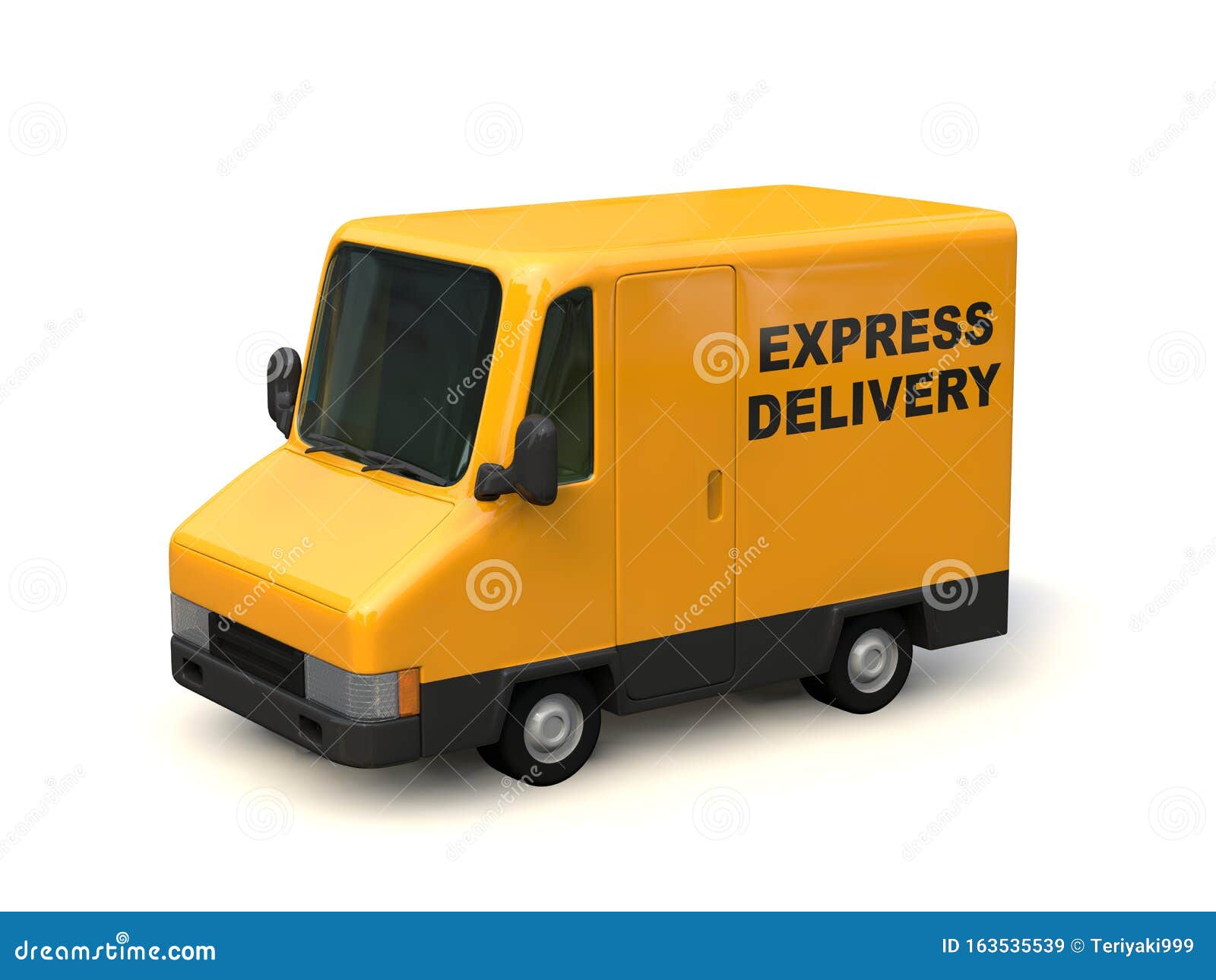 Yellow Delivery Car Seen from the Side. Stock Illustration ...