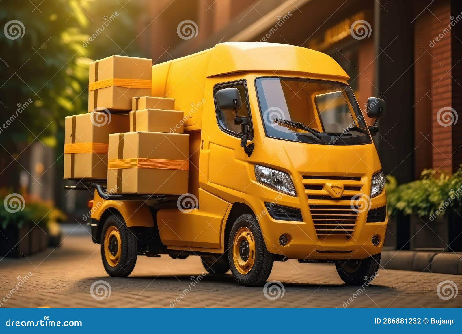 Yellow Delivery Van, Courier Service. AI Generated Stock Illustration ...