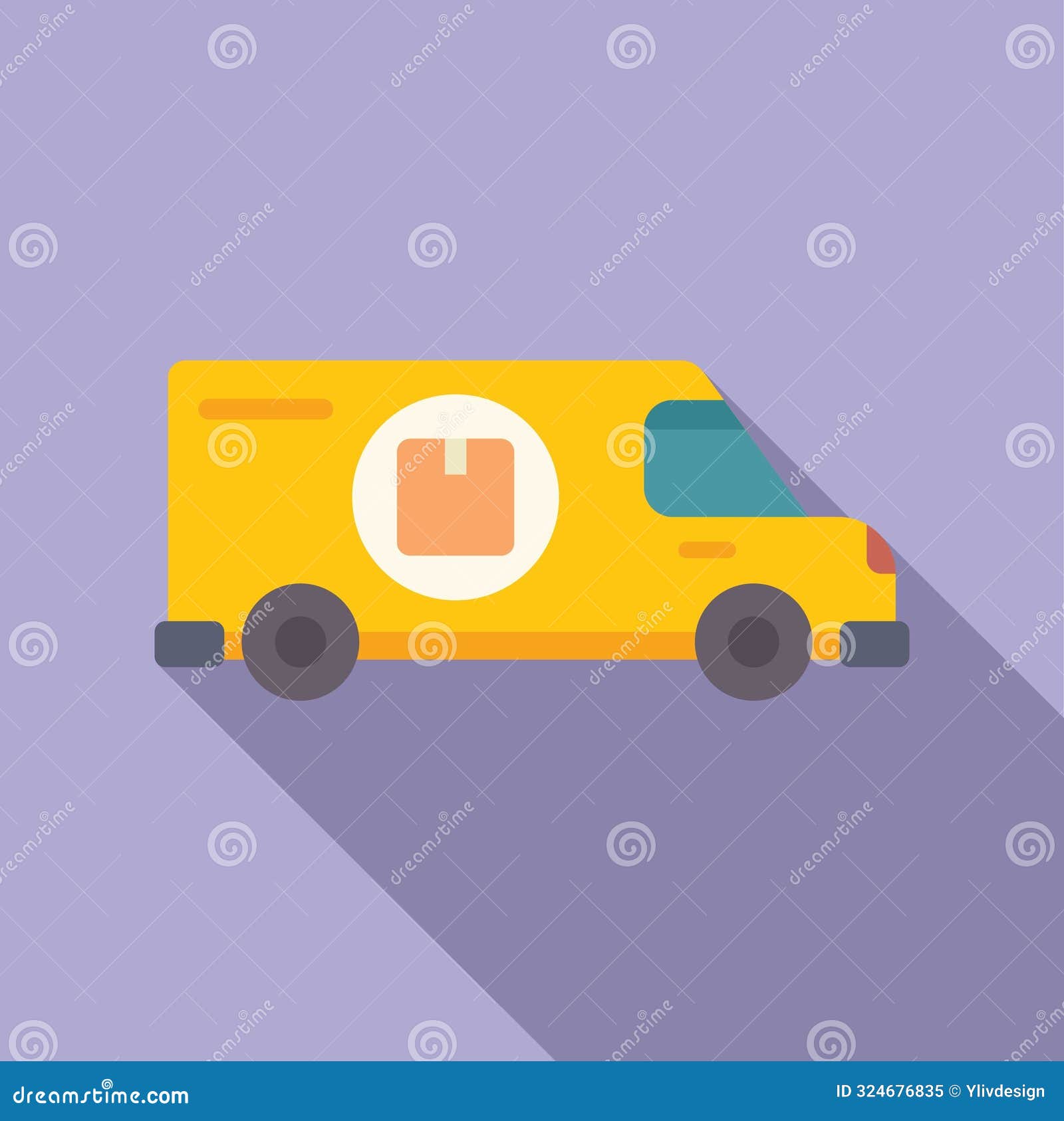 Yellow Delivery Van is Transporting a Package Stock Illustration ...