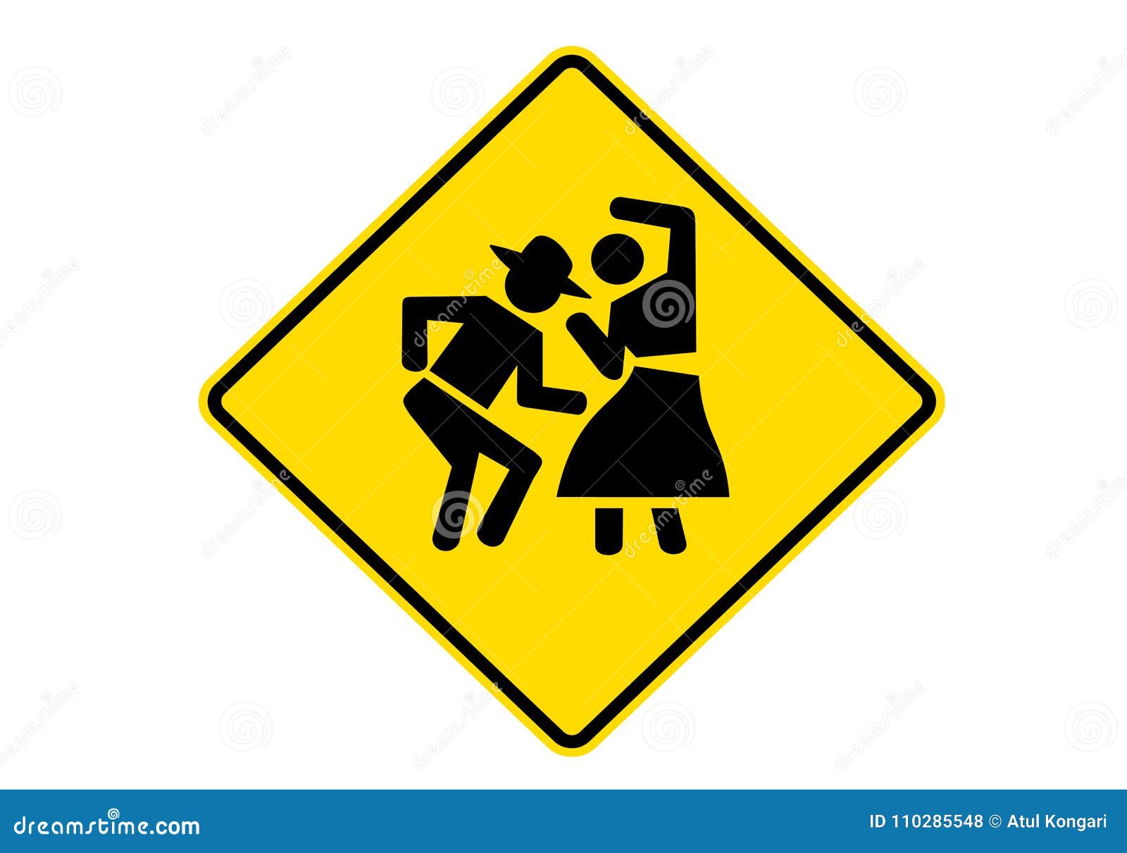 Yellow Diamond Dancing Caution Sign Board Stock Illustration ...