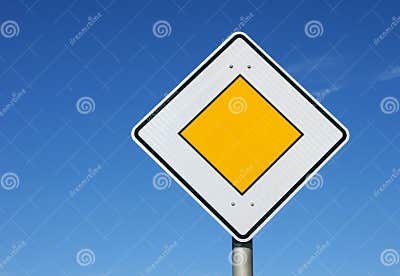 Yellow diamond road sign stock image. Image of street - 17814035