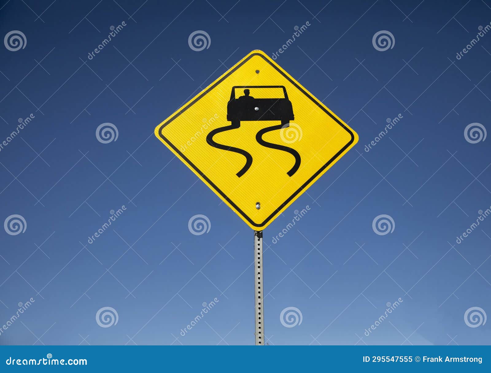 Yellow Diamond Shaped Sign Warning the Road Can Be Slippery Stock Image ...