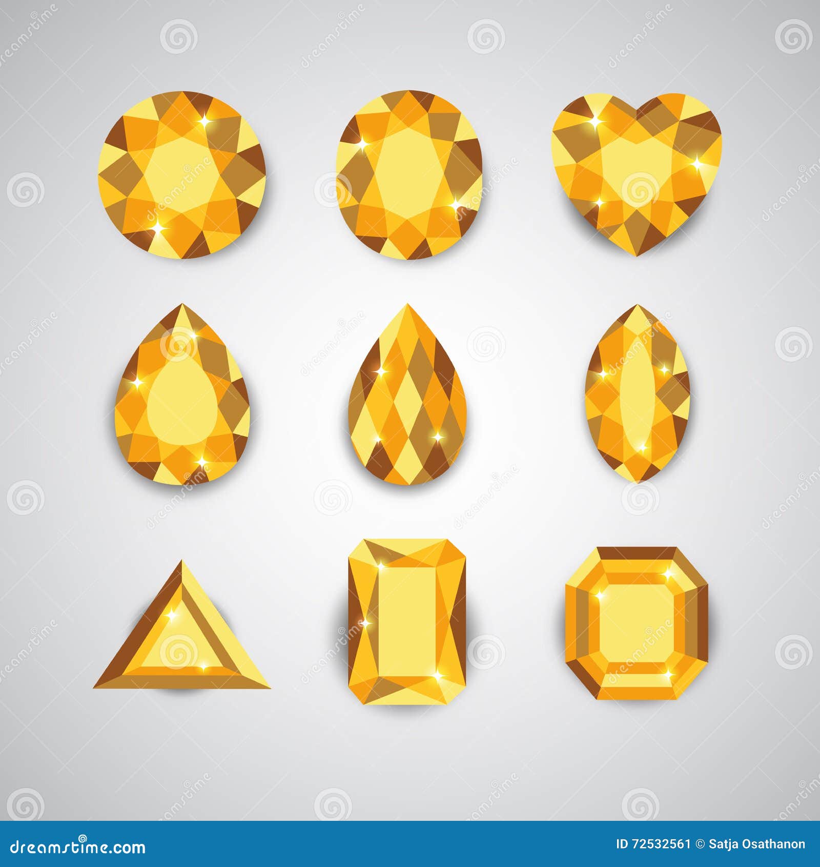Yellow Diamonds and Ruby Vector Icons Stock Vector - Illustration of ...