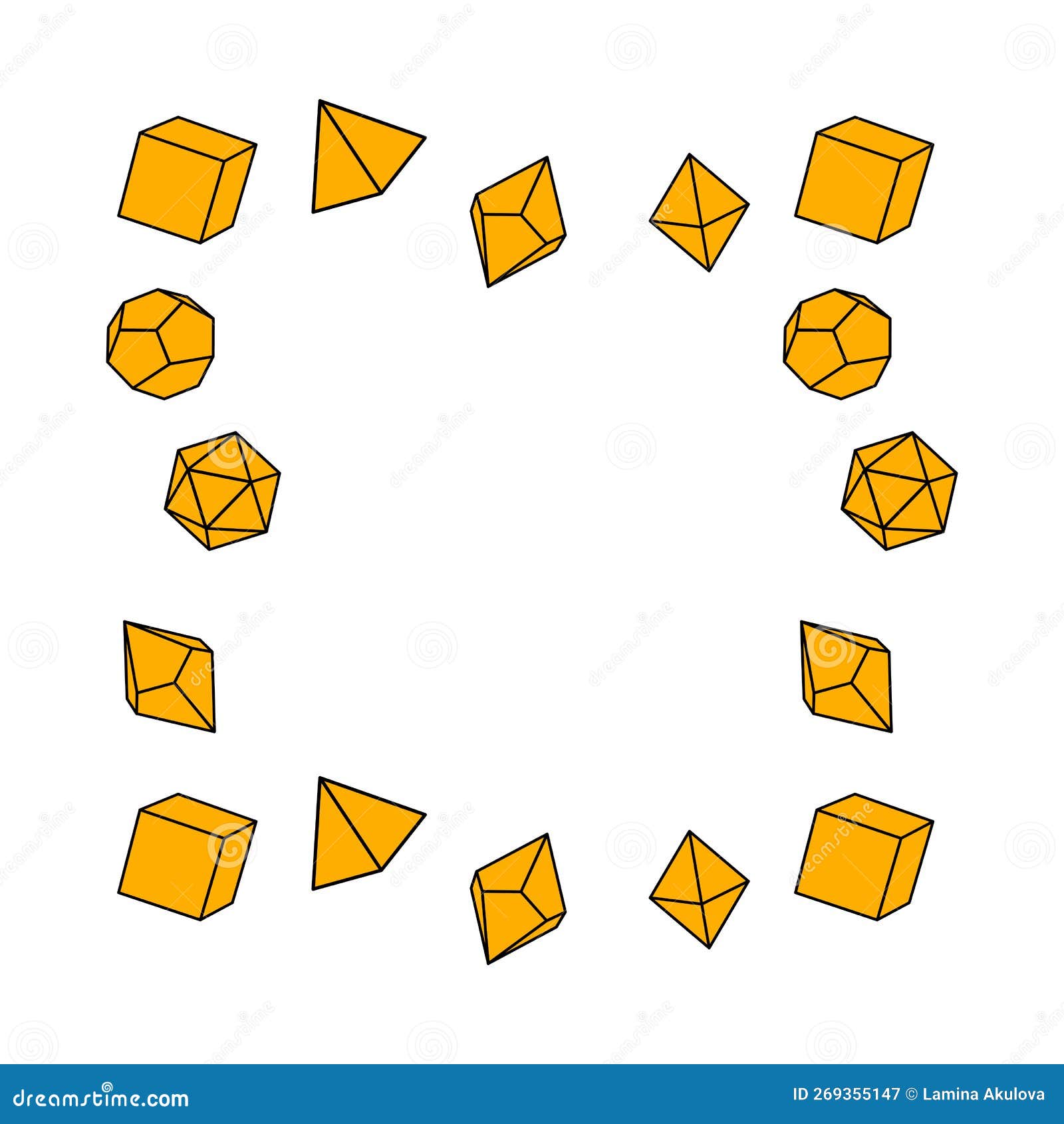 Yellow Dice Frame in Square Shape, Hand Drawn Flat Stock Vector ...