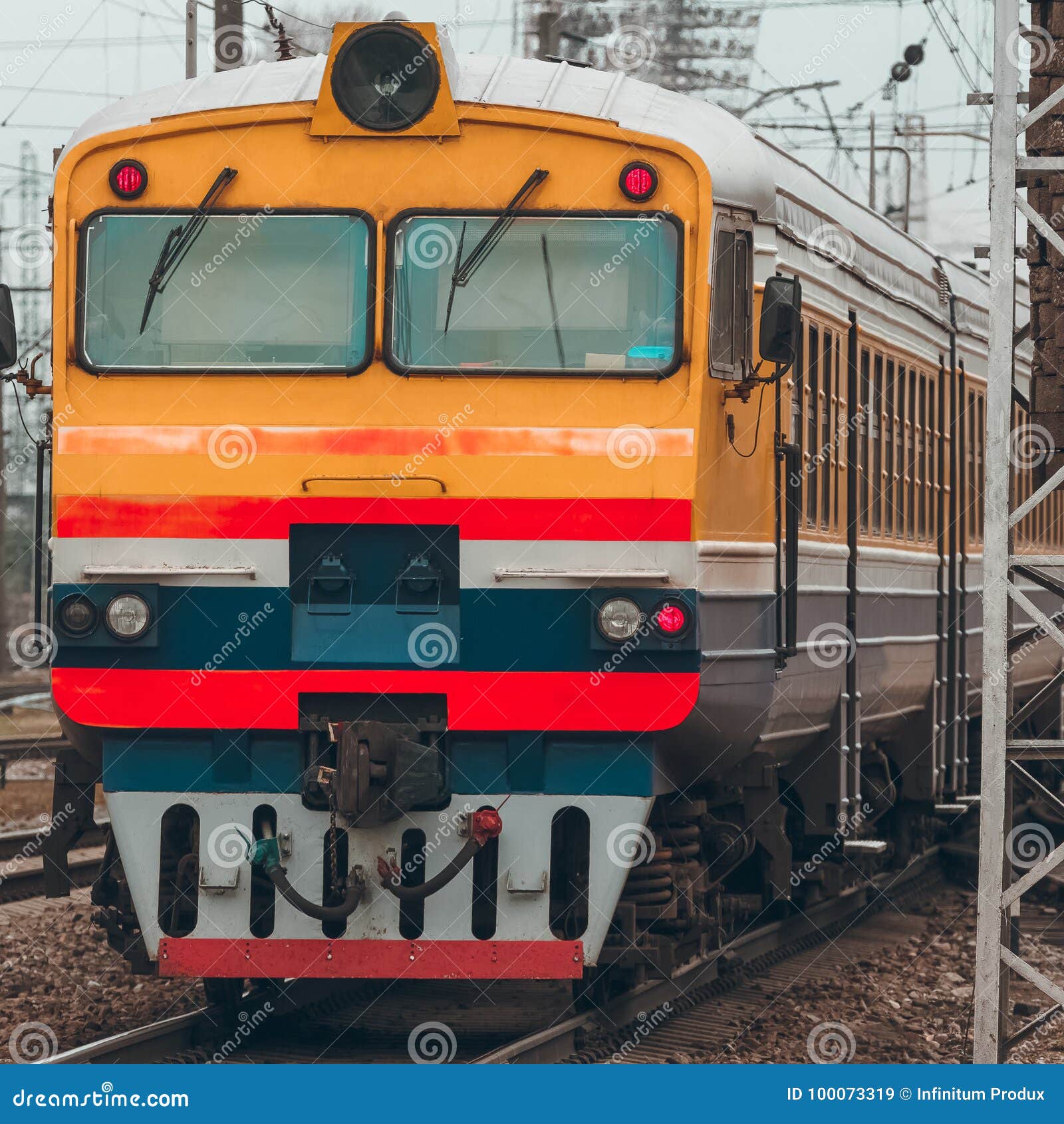 Yellow diesel train stock image. Image of railway, industry - 100073319