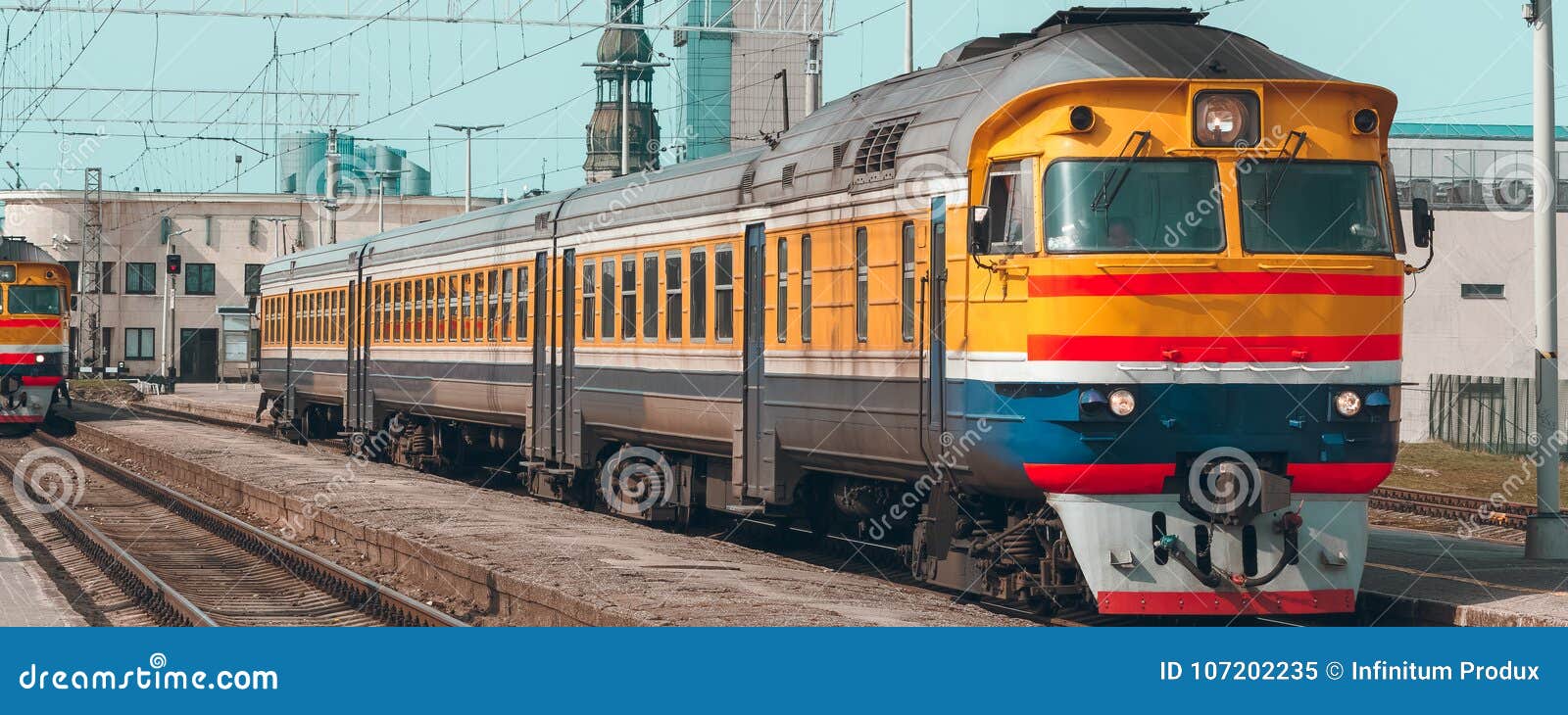 Yellow diesel train stock image. Image of ride, road - 107202235