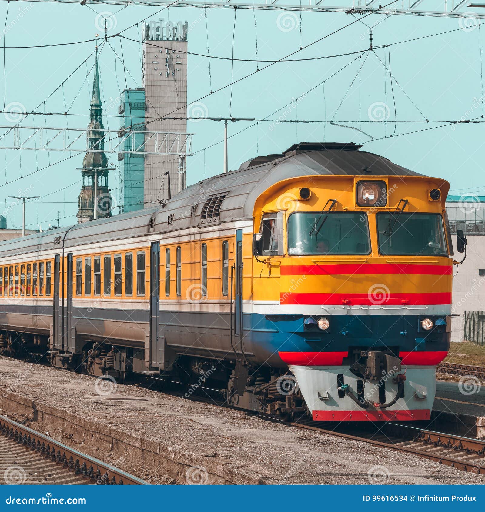 Yellow diesel train editorial stock image. Image of orange - 99616534