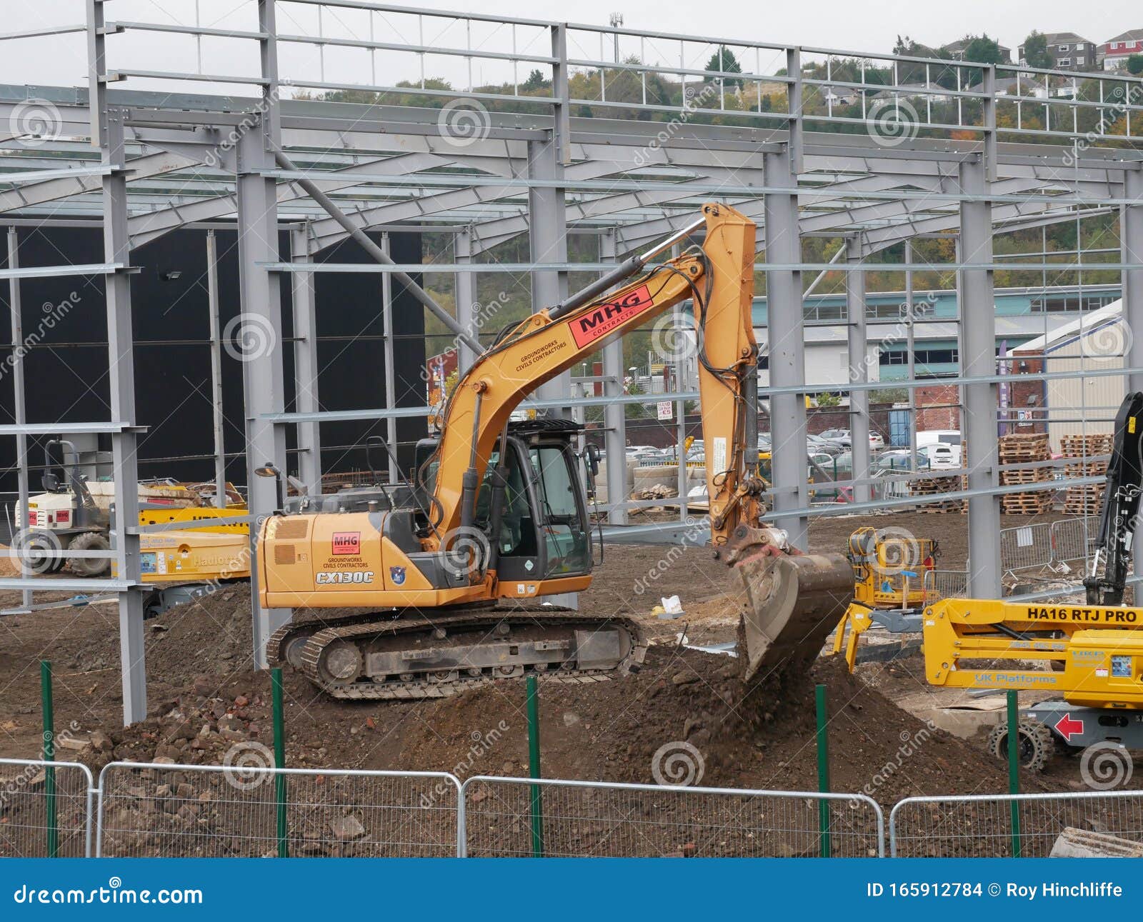 Yellow Digger on Building Site Editorial Stock Image - Image of digger ...