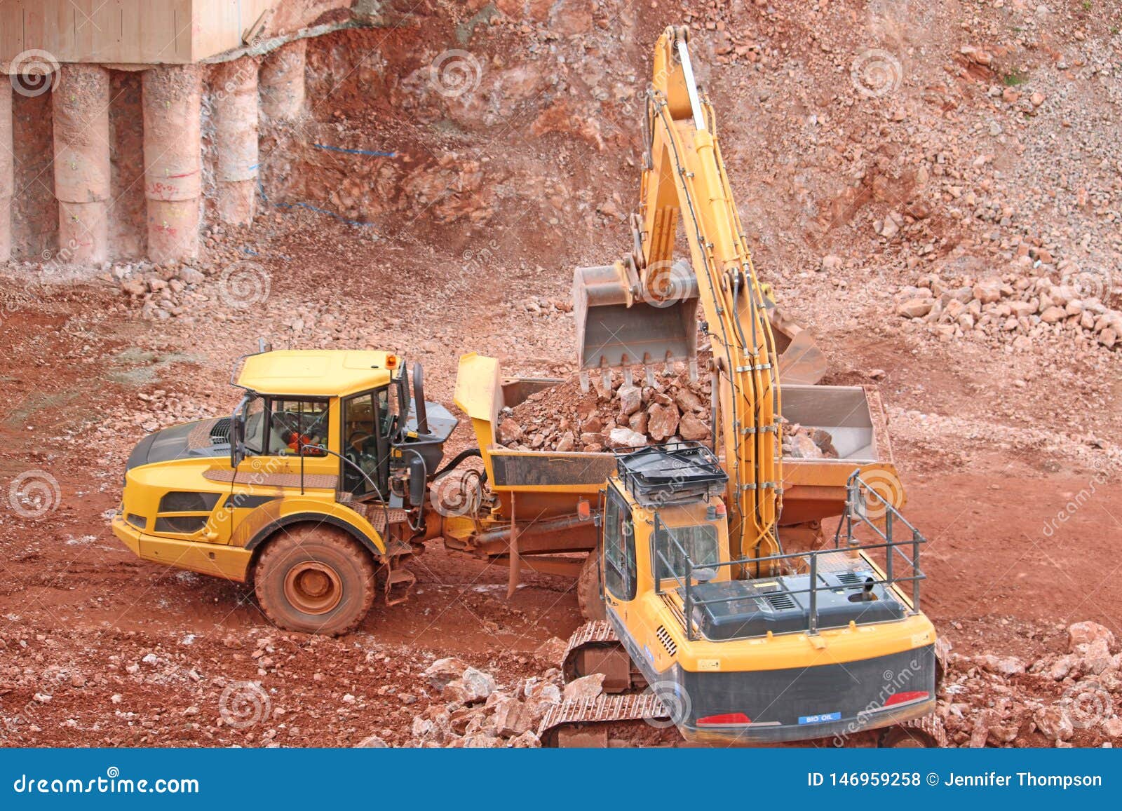 Digger Loading Trucks With Soil Stock Photo | CartoonDealer.com #39159336